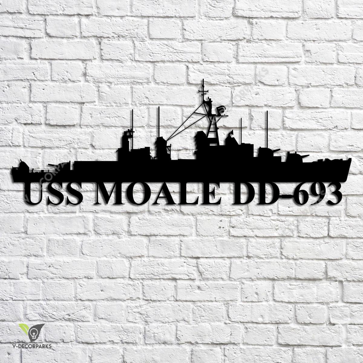 Uss Moale Dd-693 Navy Ship Metal Art, Navy Ships Silhouette Metal Gift ...