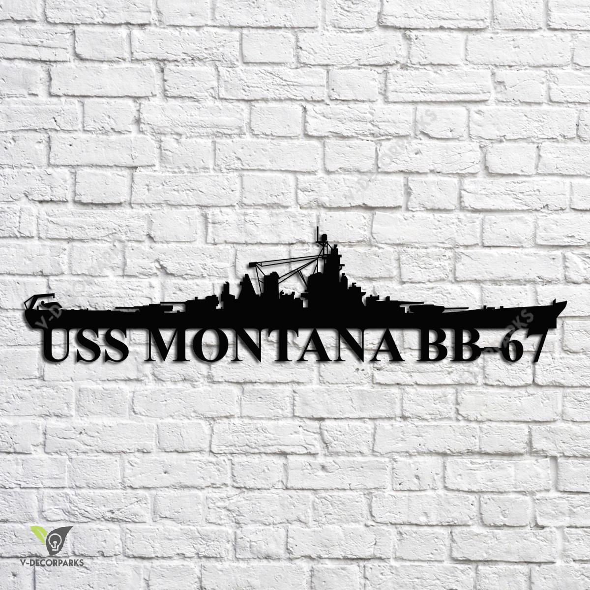 Uss Montana Bb-67 Navy Ship Metal Art, Navy Ships Silhouette Metal Gift ...