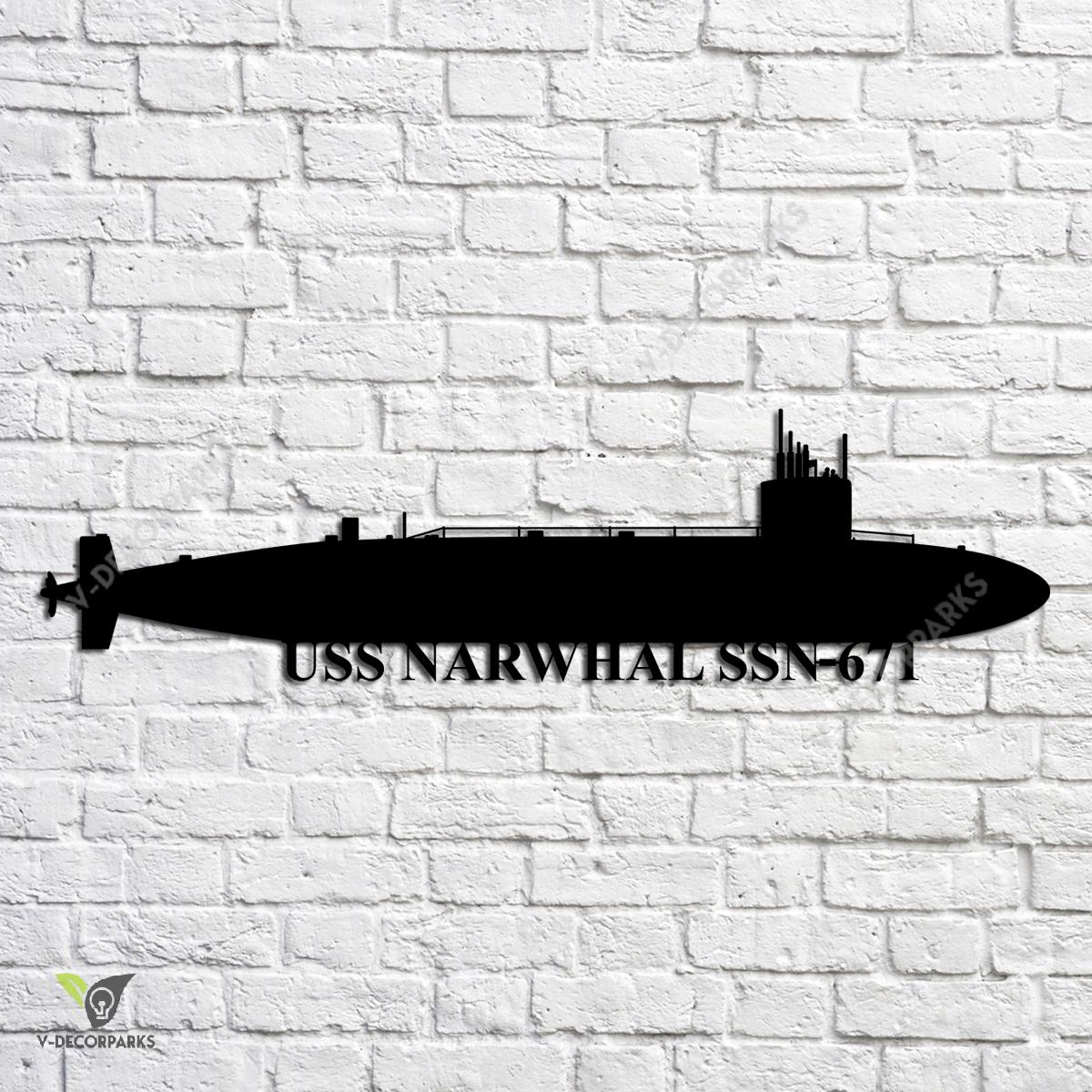 Uss Narwhal Ssn-671 V2 Navy Ship Metal Art, Navy Ships Silhouette Metal ...