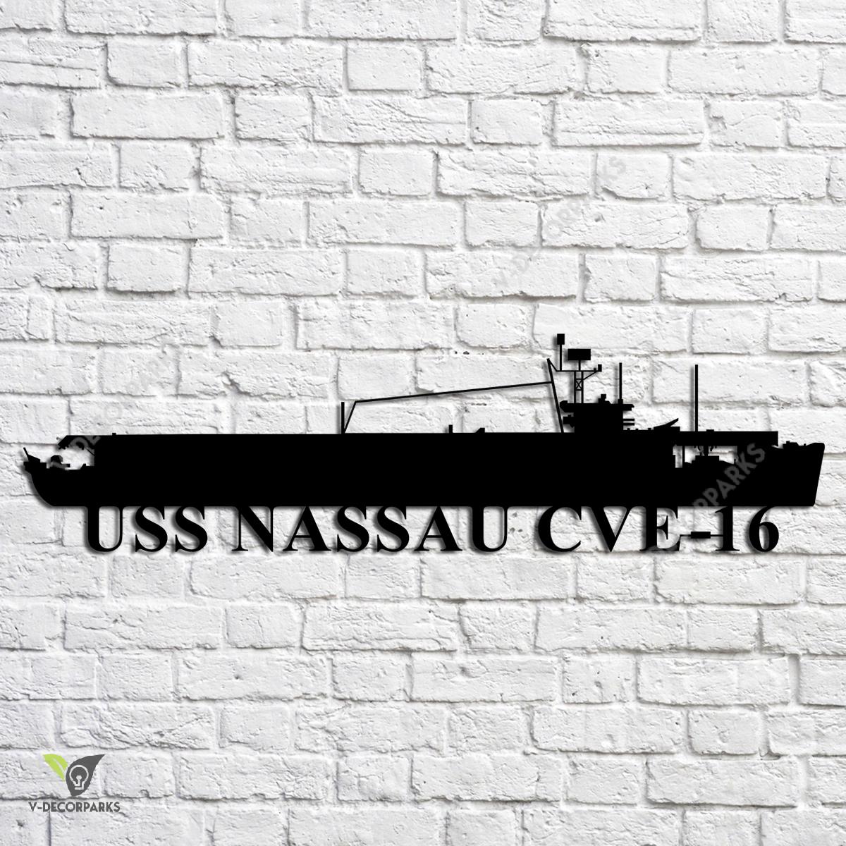 Uss Nassau Cve-16 Navy Ship Metal Art, Navy Ships Silhouette Metal Gift ...