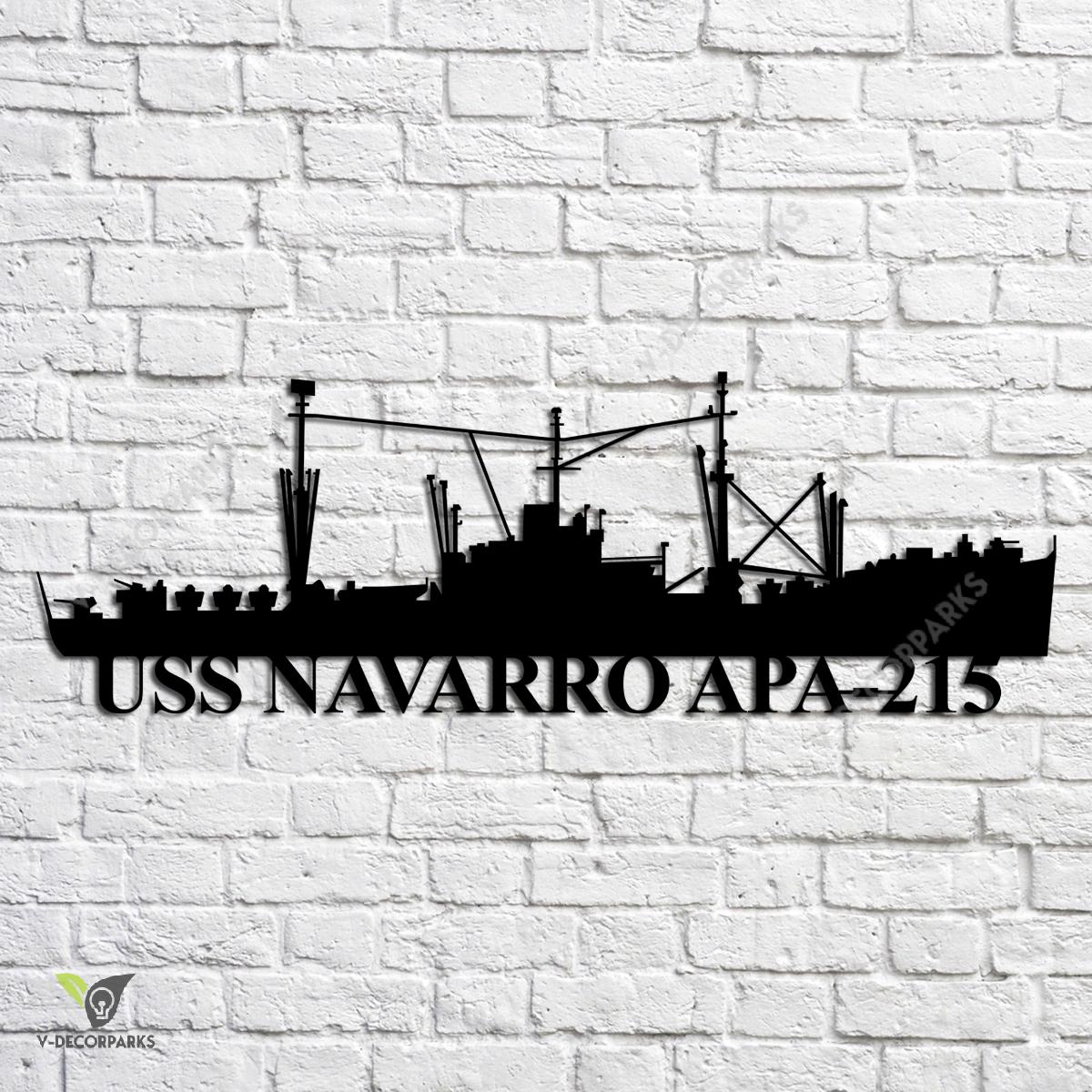 Uss Navarro Apa-215 Navy Ship Metal Art, Navy Ships Silhouette Metal ...