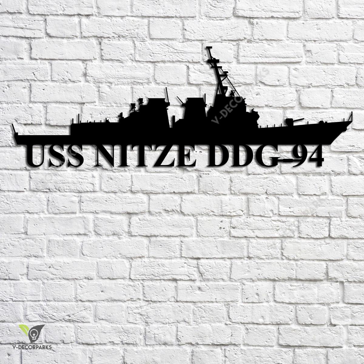Uss Nitze Ddg-94 Navy Ship Metal Art, Navy Ships Silhouette Metal Gift ...