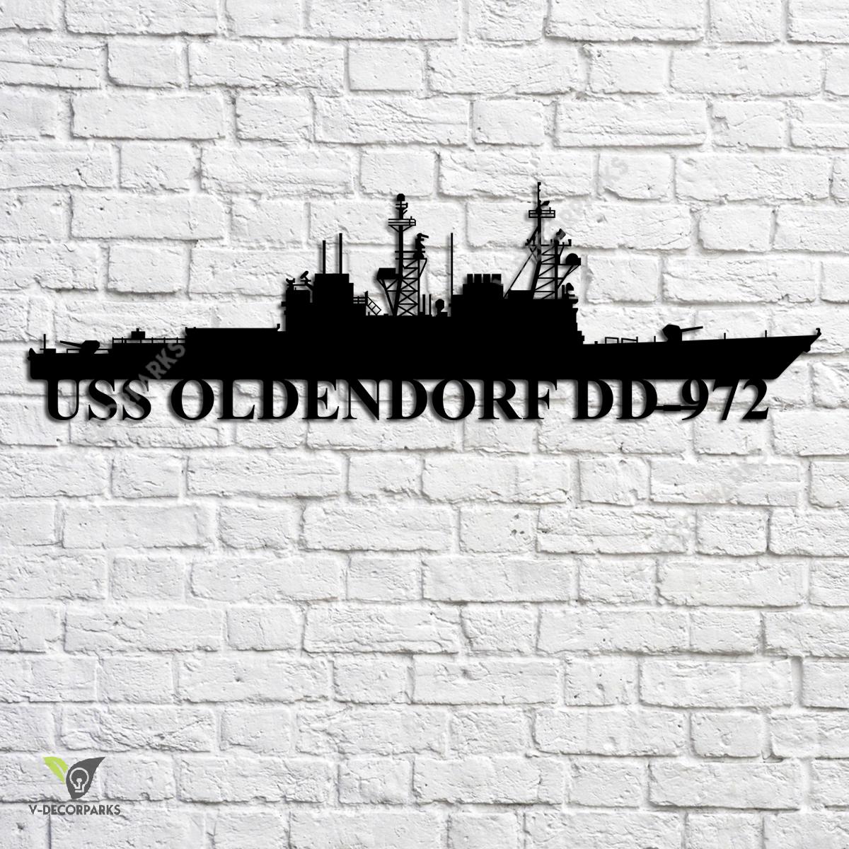 Uss Oldendorf Dd-972 Navy Ship Metal Art, Navy Ships Silhouette Metal ...