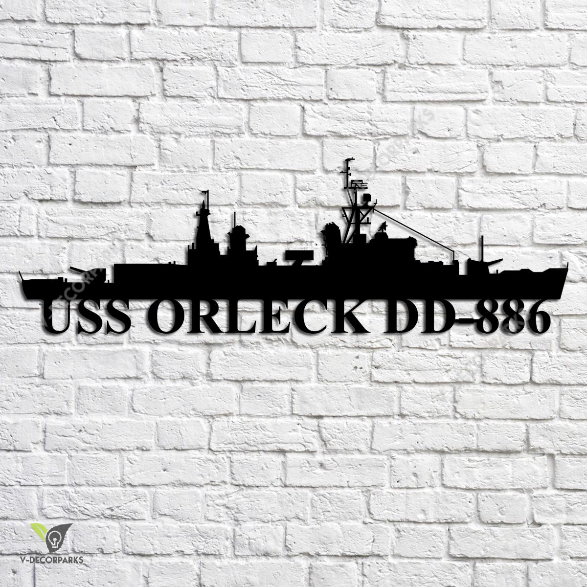 Uss Orleck Dd-886 Navy Ship Metal Art, Navy Ships Silhouette Metal Gift ...