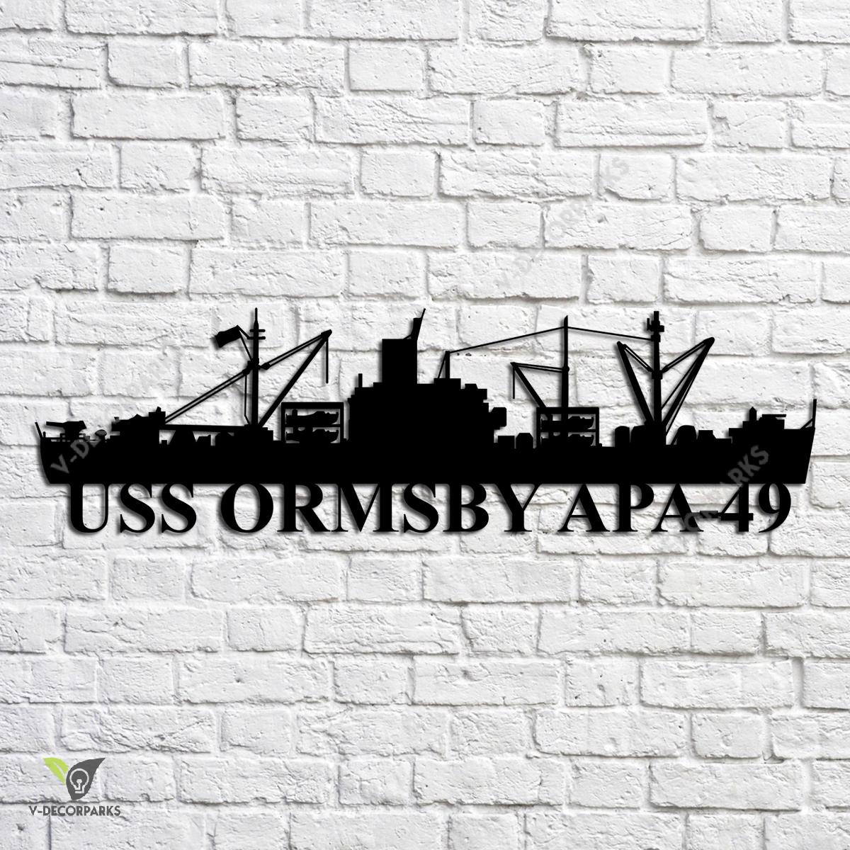 Uss Ormsby Apa 49 Navy Ship Metal Art, Navy Ships Silhouette Metal Gift ...