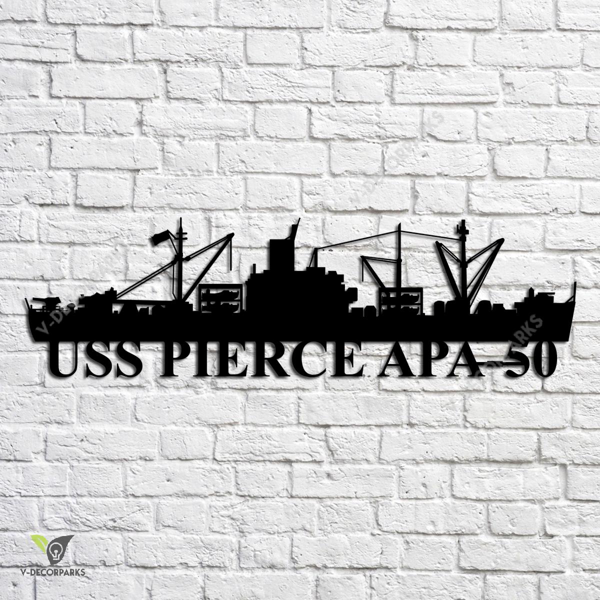 Uss Pierce Apa 50 Navy Ship Metal Art, Navy Ships Silhouette Metal Gift ...