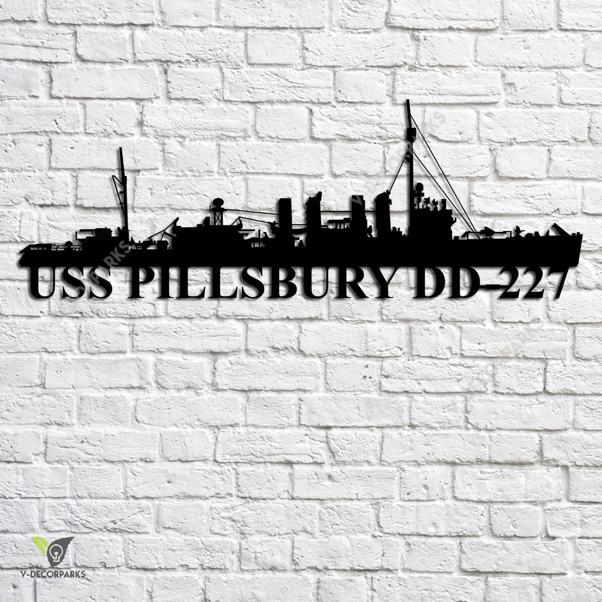 Uss Pillsbury Dd-227 Navy Ship Metal Art, Navy Ships Silhouette Metal ...