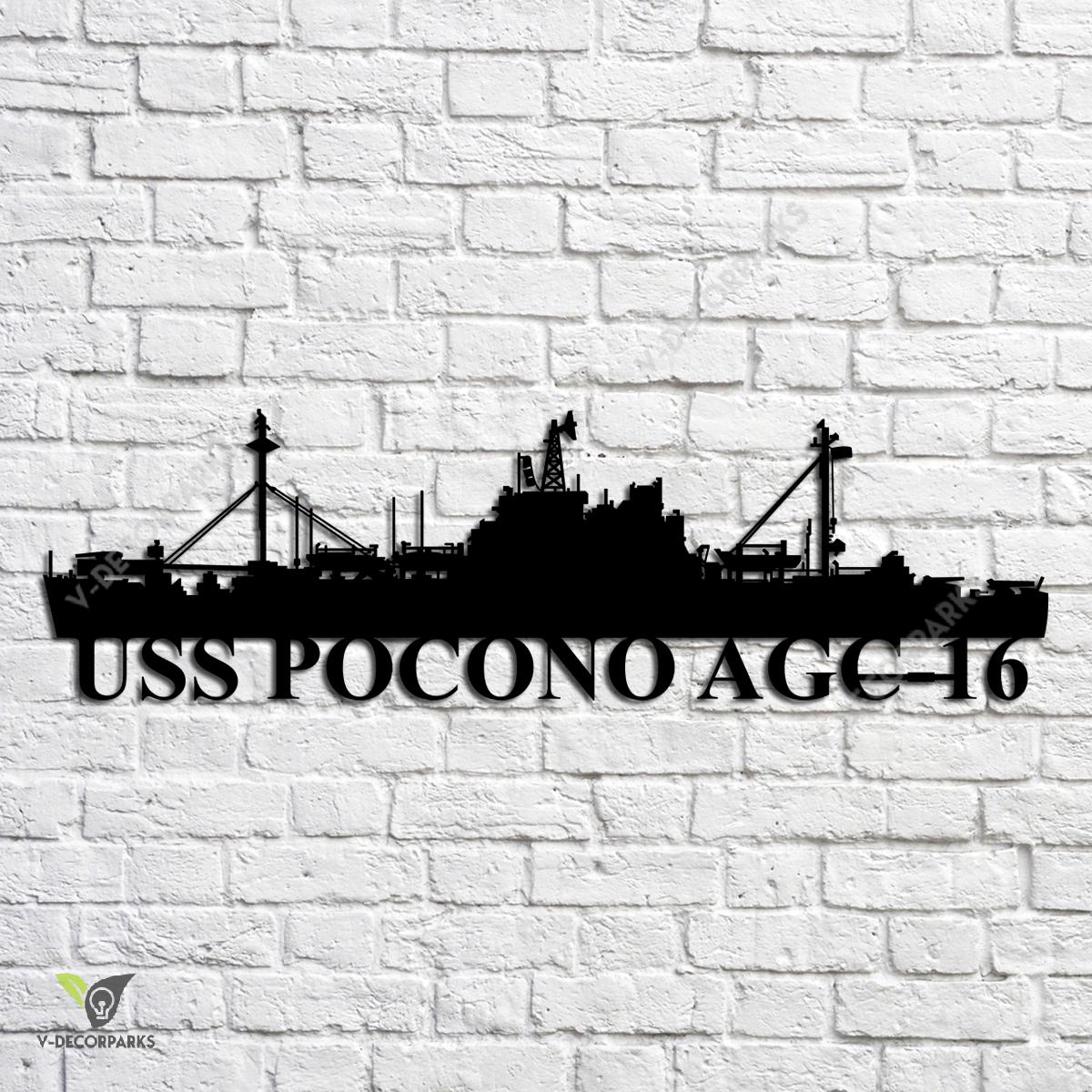 Uss Pocono Agc-16 Navy Ship Metal Art, Navy Ships Silhouette Metal Gift For Navy Veteran, Custom ...