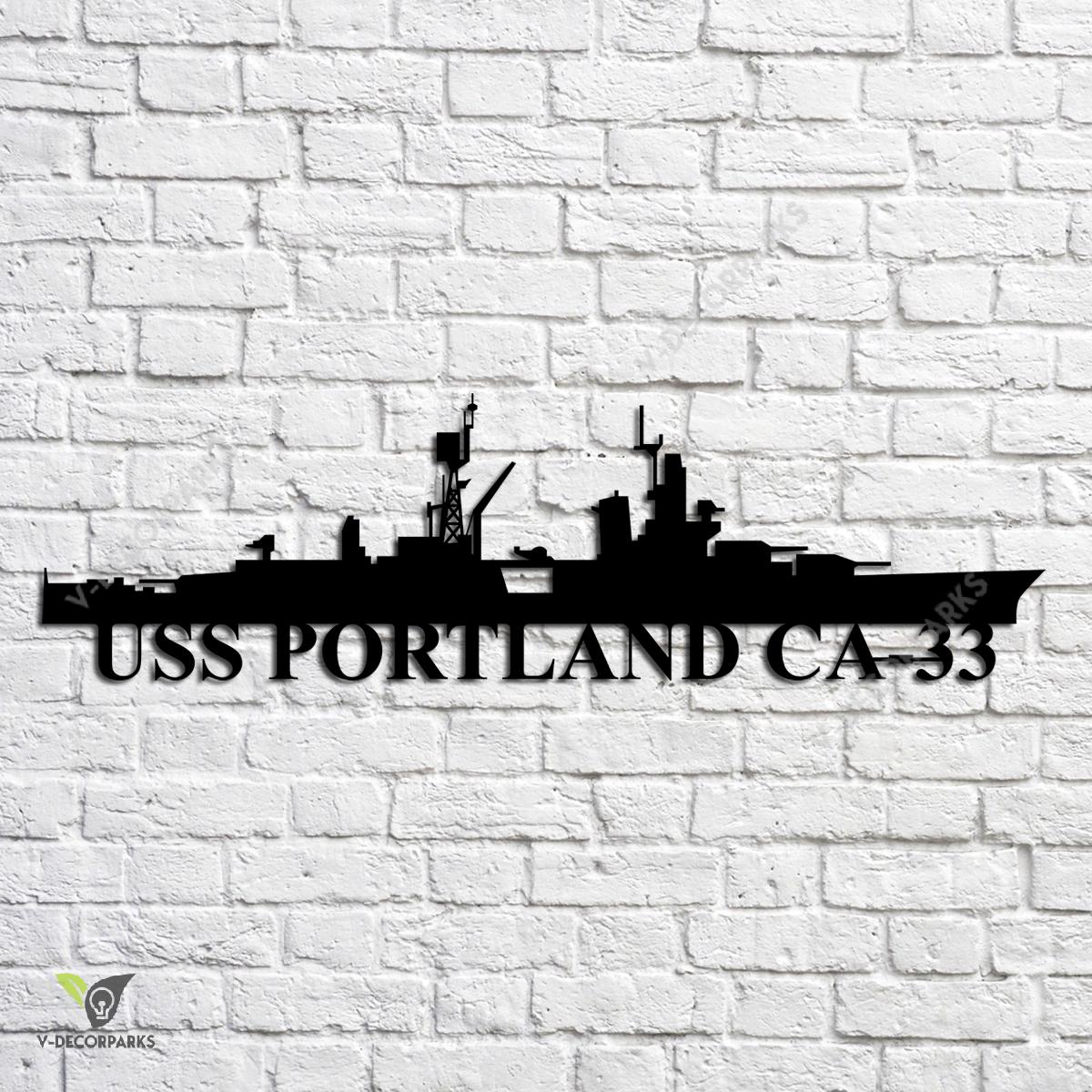 Uss Portland Ca-33 Navy Ship Metal Art, Navy Ships Silhouette Metal ...