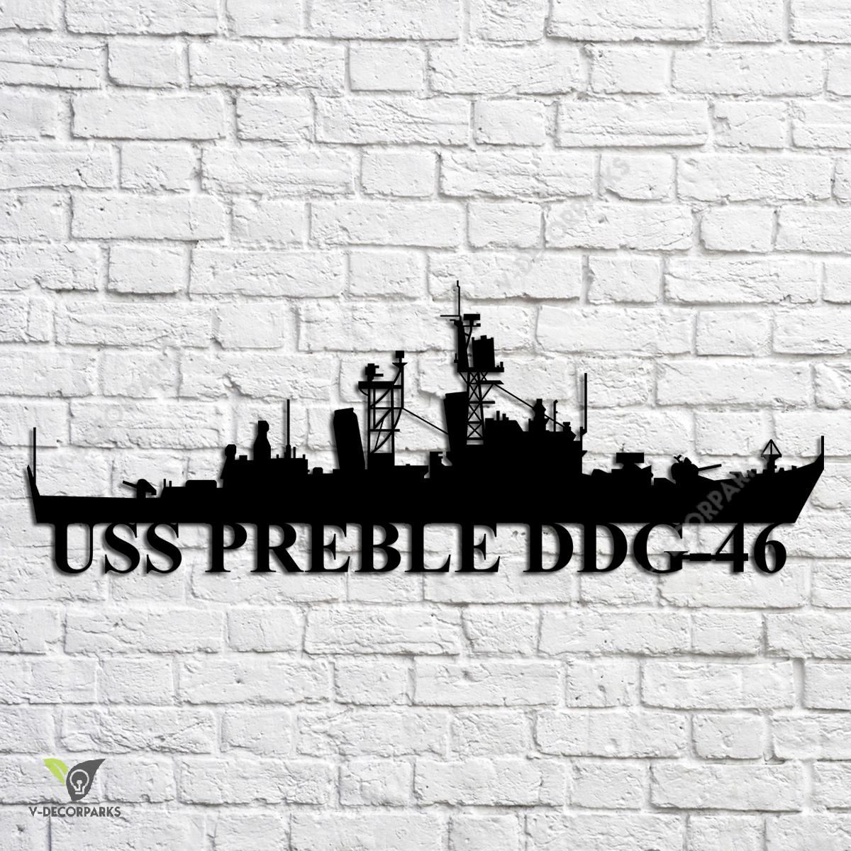 Uss Preble Ddg-46 Navy Ship Metal Art, Navy Ships Silhouette Metal Gift ...