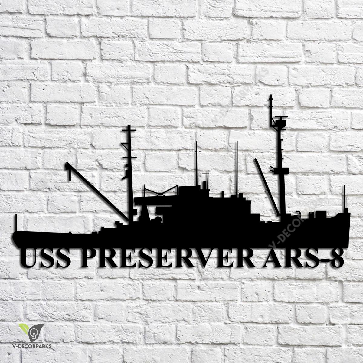 Uss Preserver Ars-8 Navy Ship Metal Art, Navy Ships Silhouette Metal ...