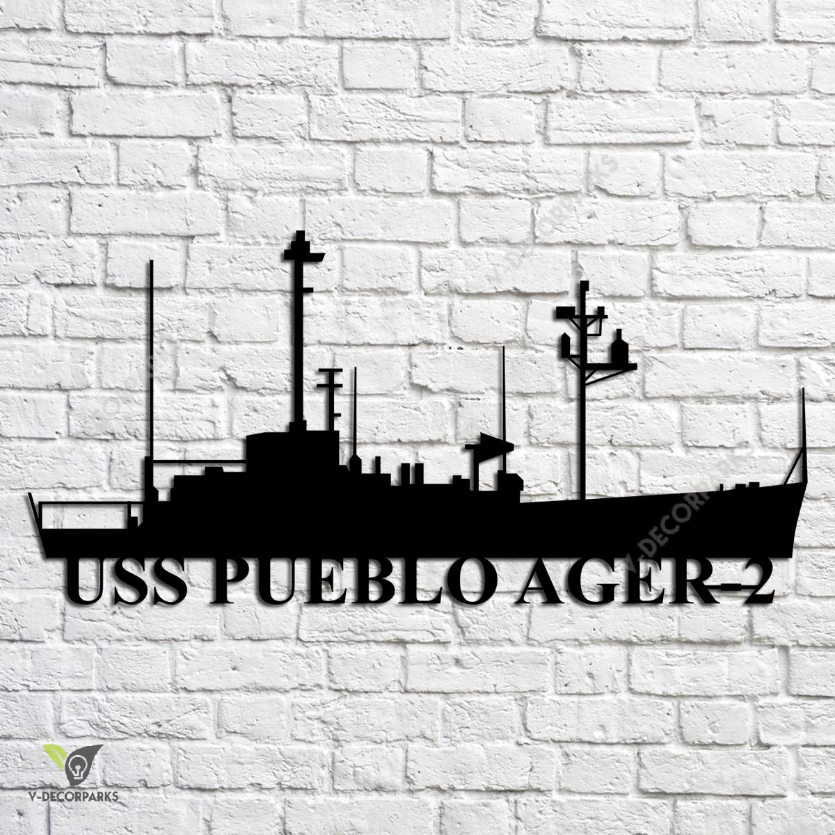 Uss Pueblo Ager 2 Navy Ship Metal Art, Navy Ships Silhouette Metal Gift ...
