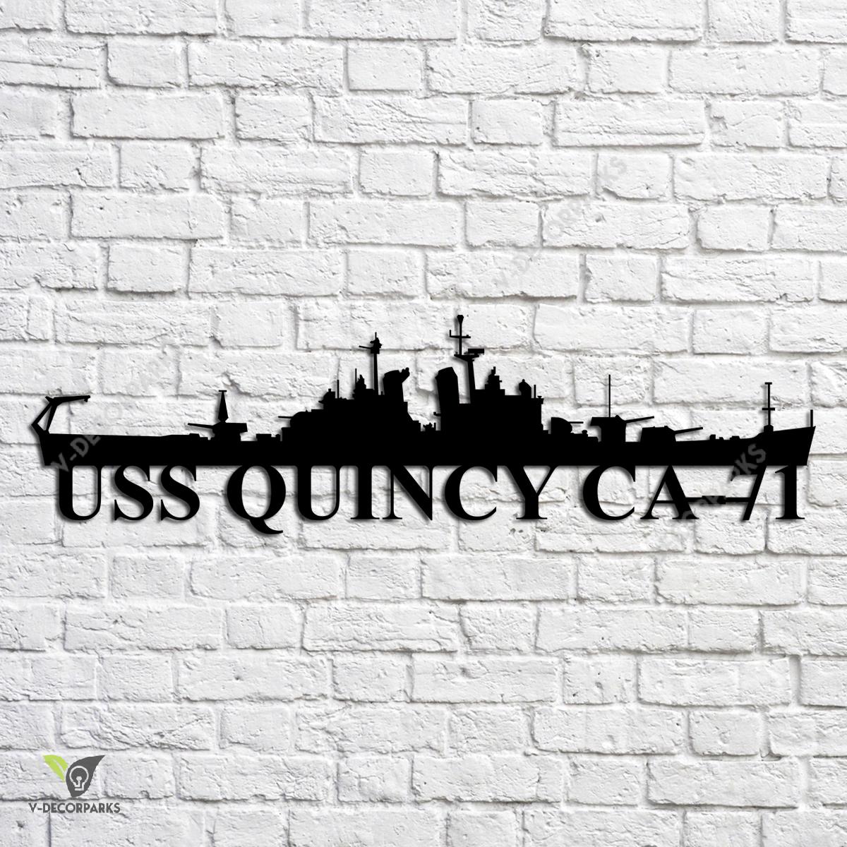 Uss Quincy Ca-71 Navy Ship Metal Art, Navy Ships Silhouette Metal Gift ...