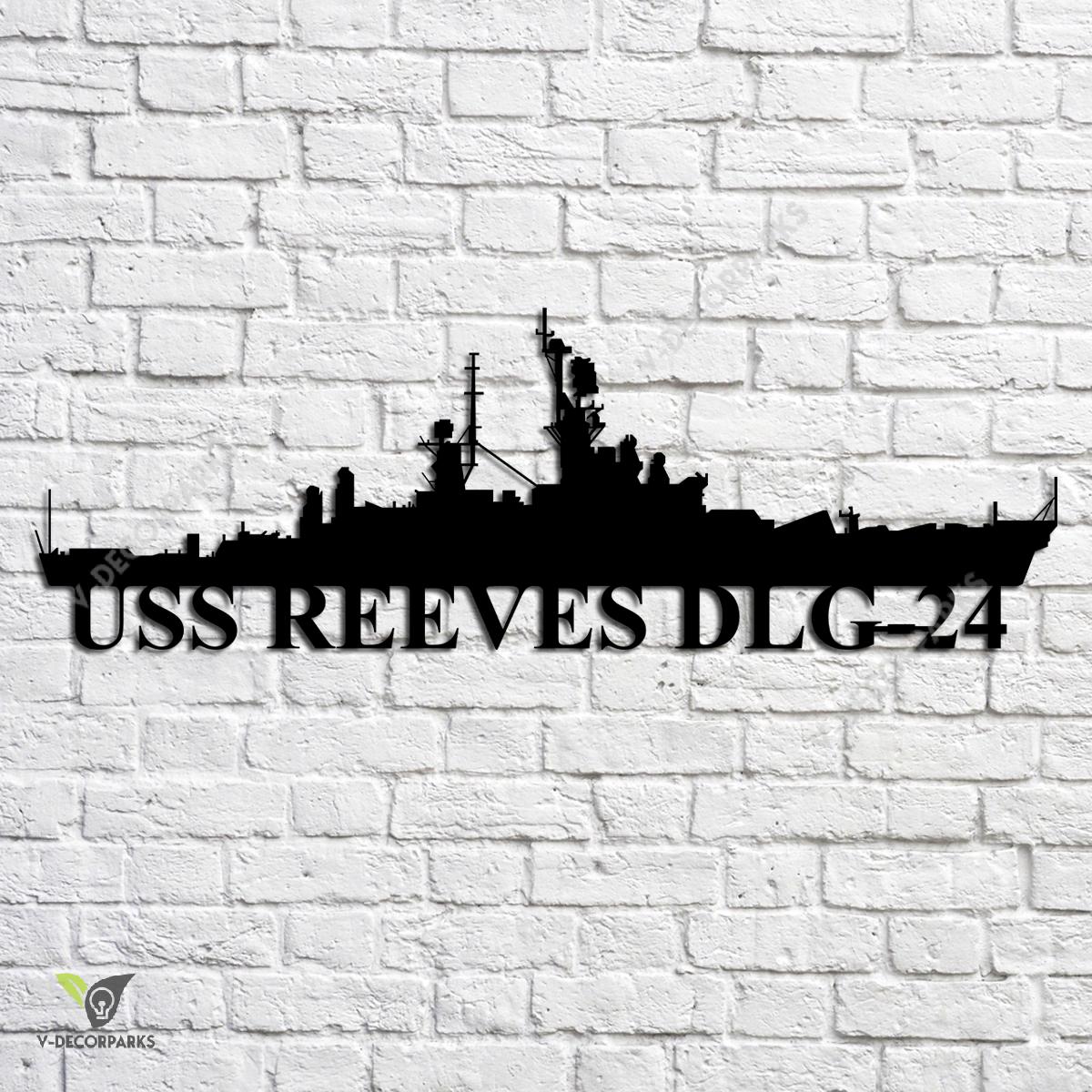 Uss Reeves Dlg-24 Navy Ship Metal Art, Navy Ships Silhouette Metal Gift ...