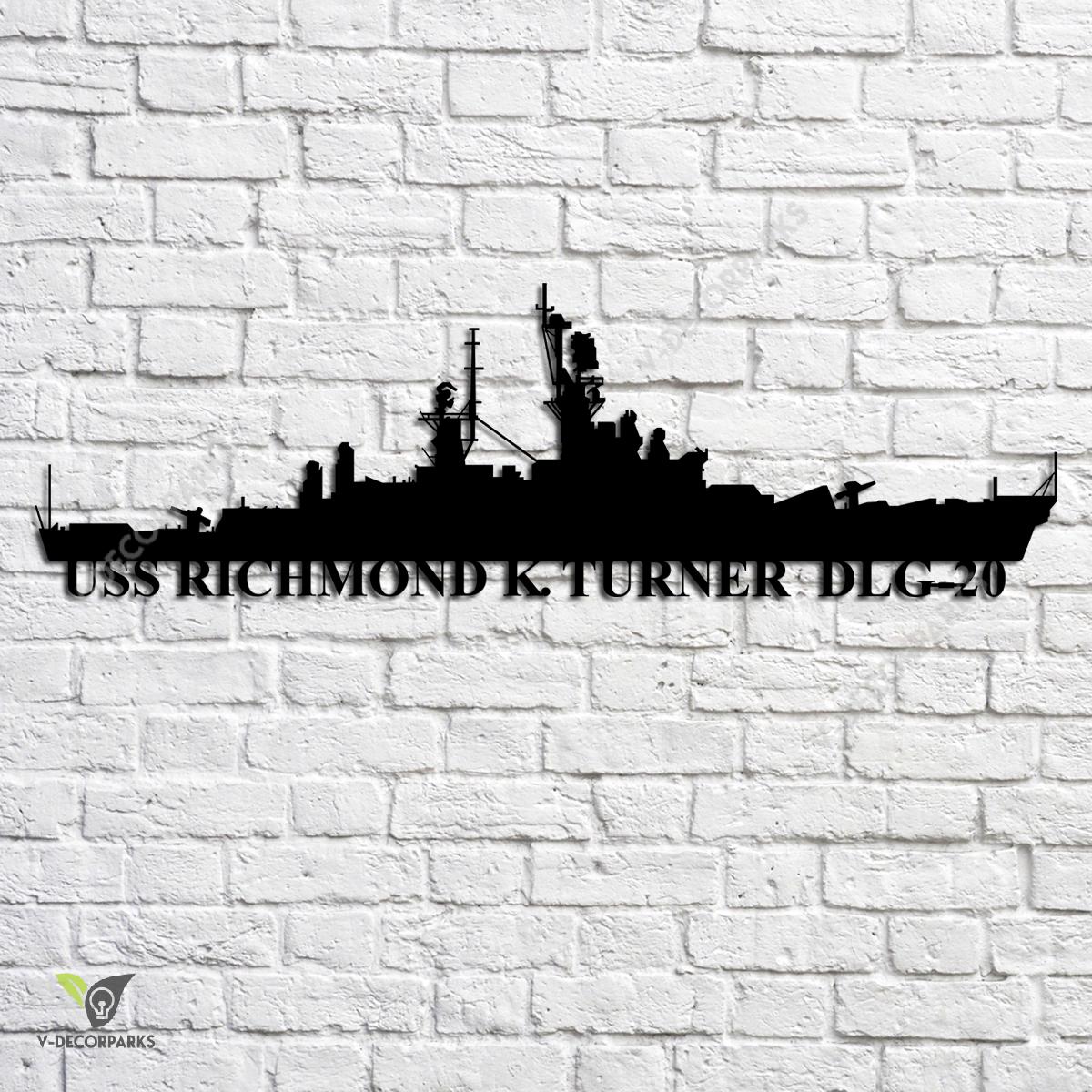 Uss Richmond K. Turner Dlg-20 Navy Ship Metal Art, Navy Ships Silhouette Metal Gift For Navy ...
