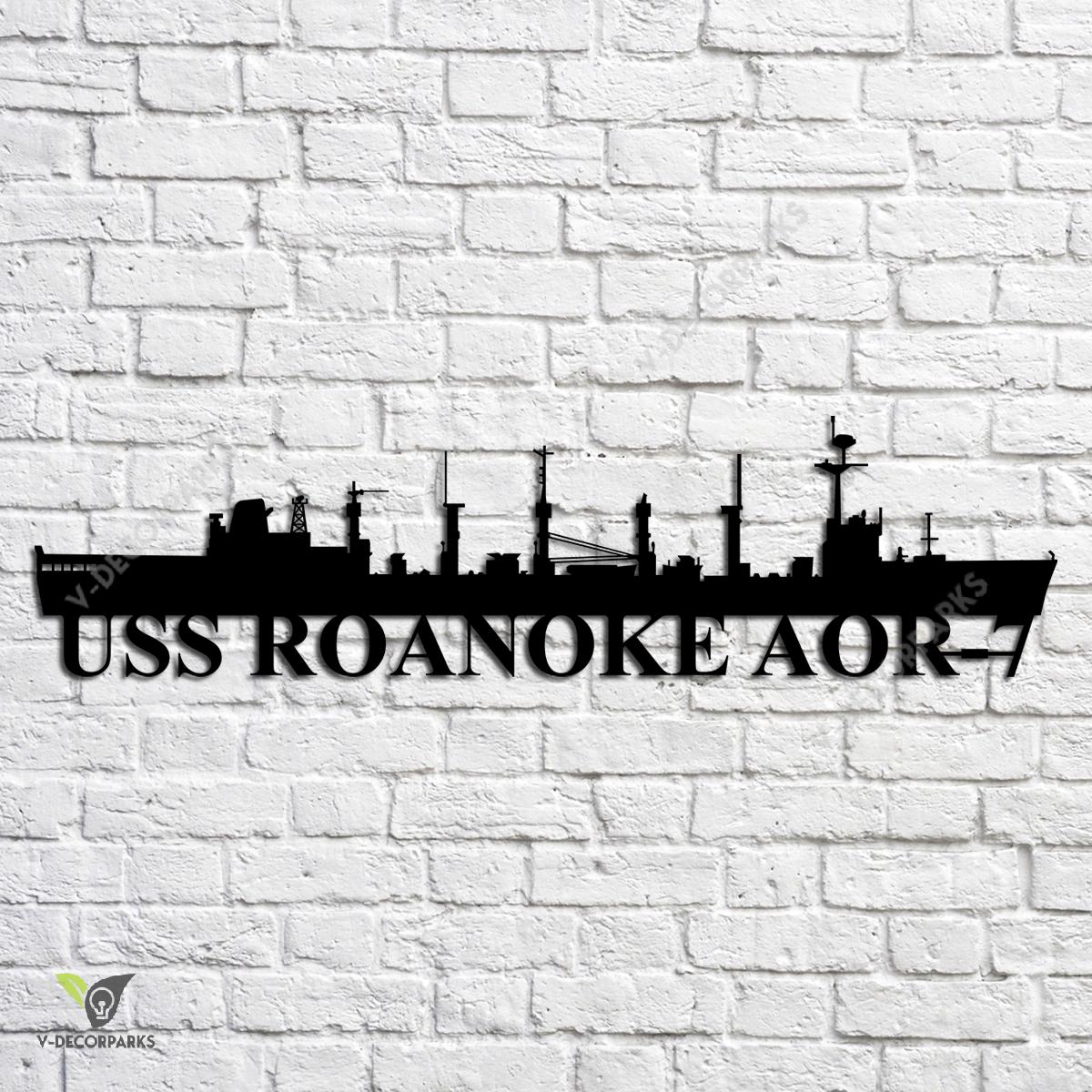 Uss Roanoke Aor-7 Navy Ship Metal Art, Navy Ships Silhouette Metal Gift ...