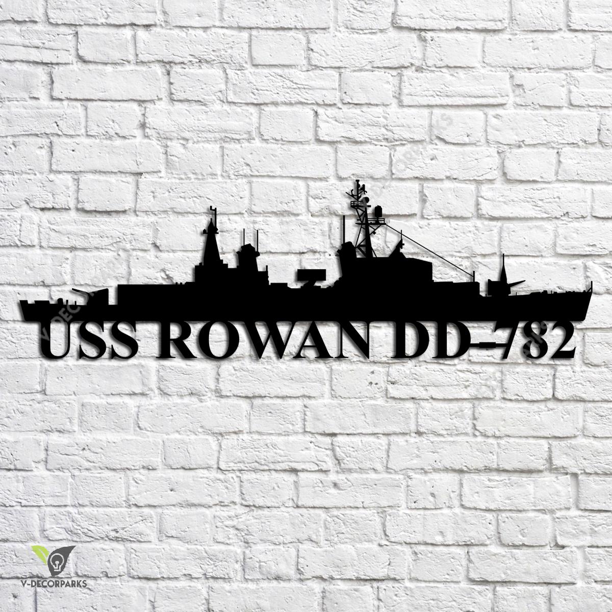 Uss Rowan Dd-782 Navy Ship Metal Art, Navy Ships Silhouette Metal Gift ...