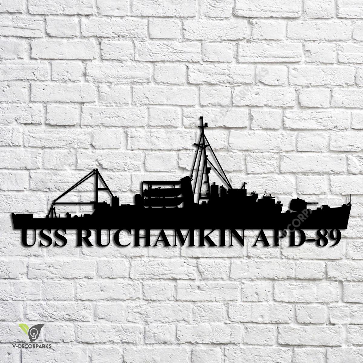 Uss Ruchamkin Apd-89 Navy Ship Metal Art, Navy Ships Silhouette Metal ...