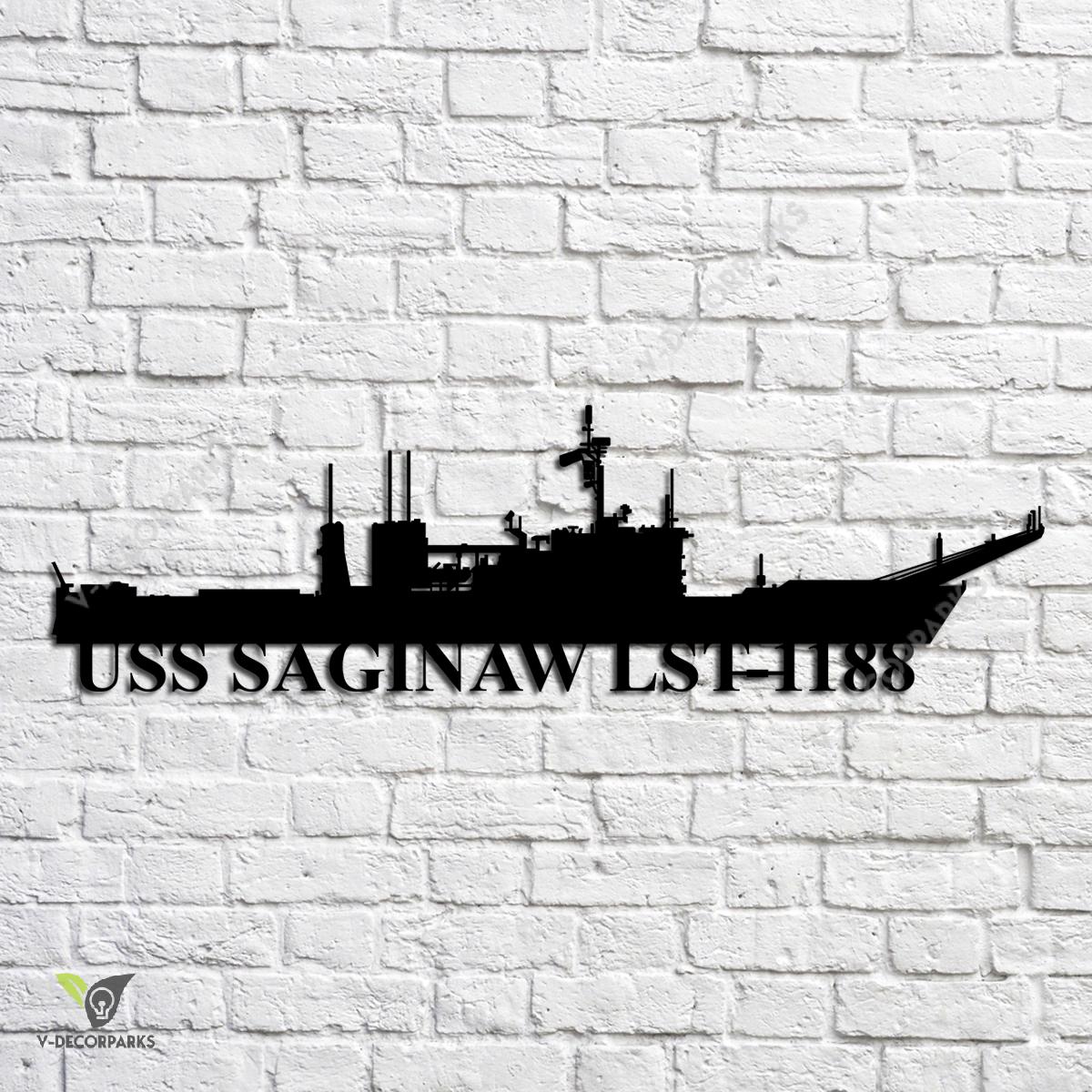 Uss Saginaw Lst-1188 Navy Ship Metal Art, Navy Ships Silhouette Metal ...