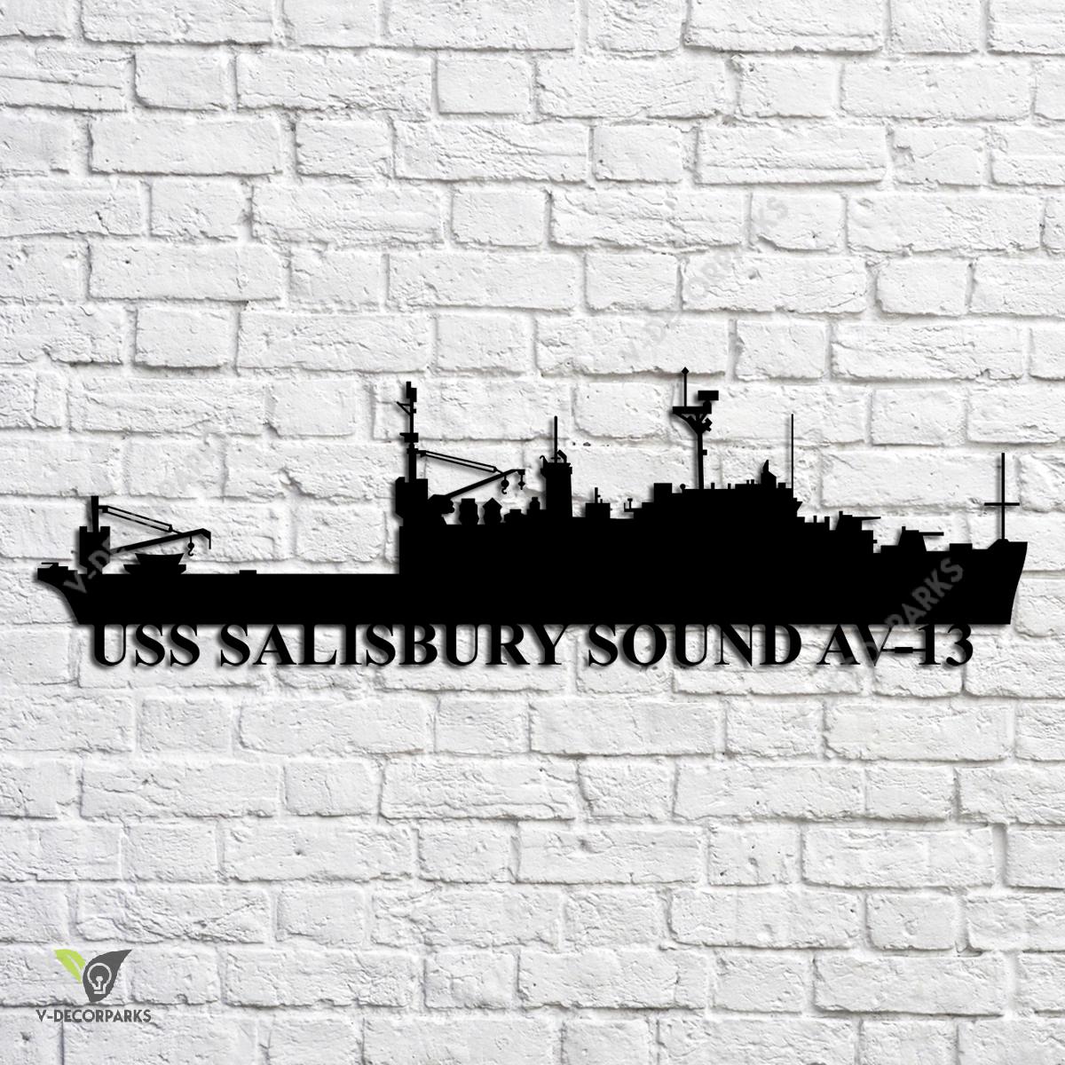 Uss Salisbury Sound Av-13 Navy Ship Metal Art, Navy Ships Silhouette ...