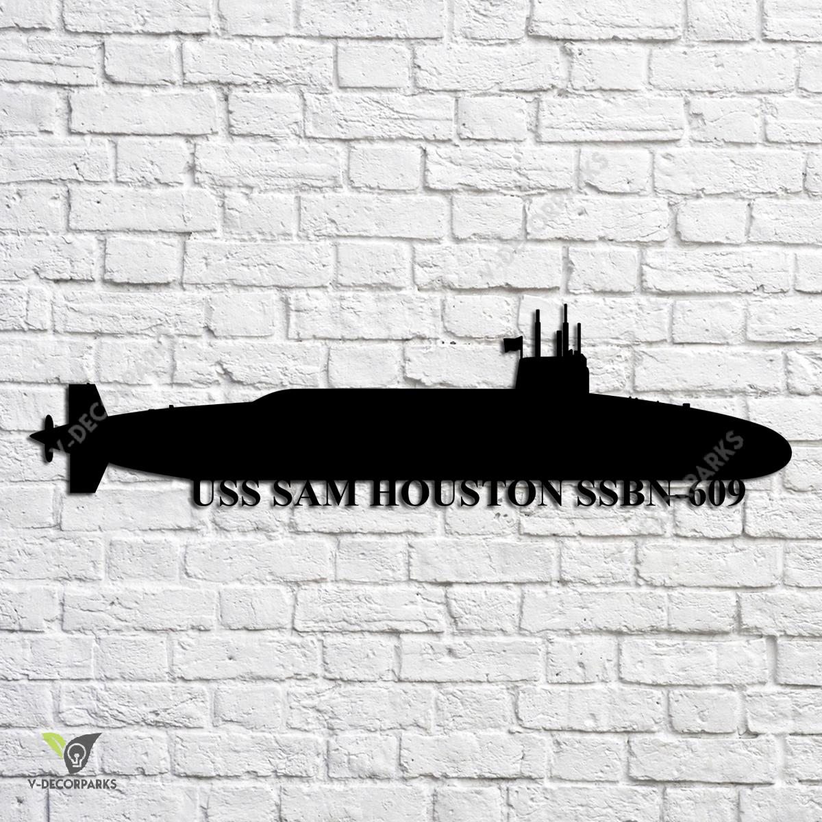 Uss Sam Houston Ssbn-609 Navy Ship Metal Art, Navy Ships Silhouette ...