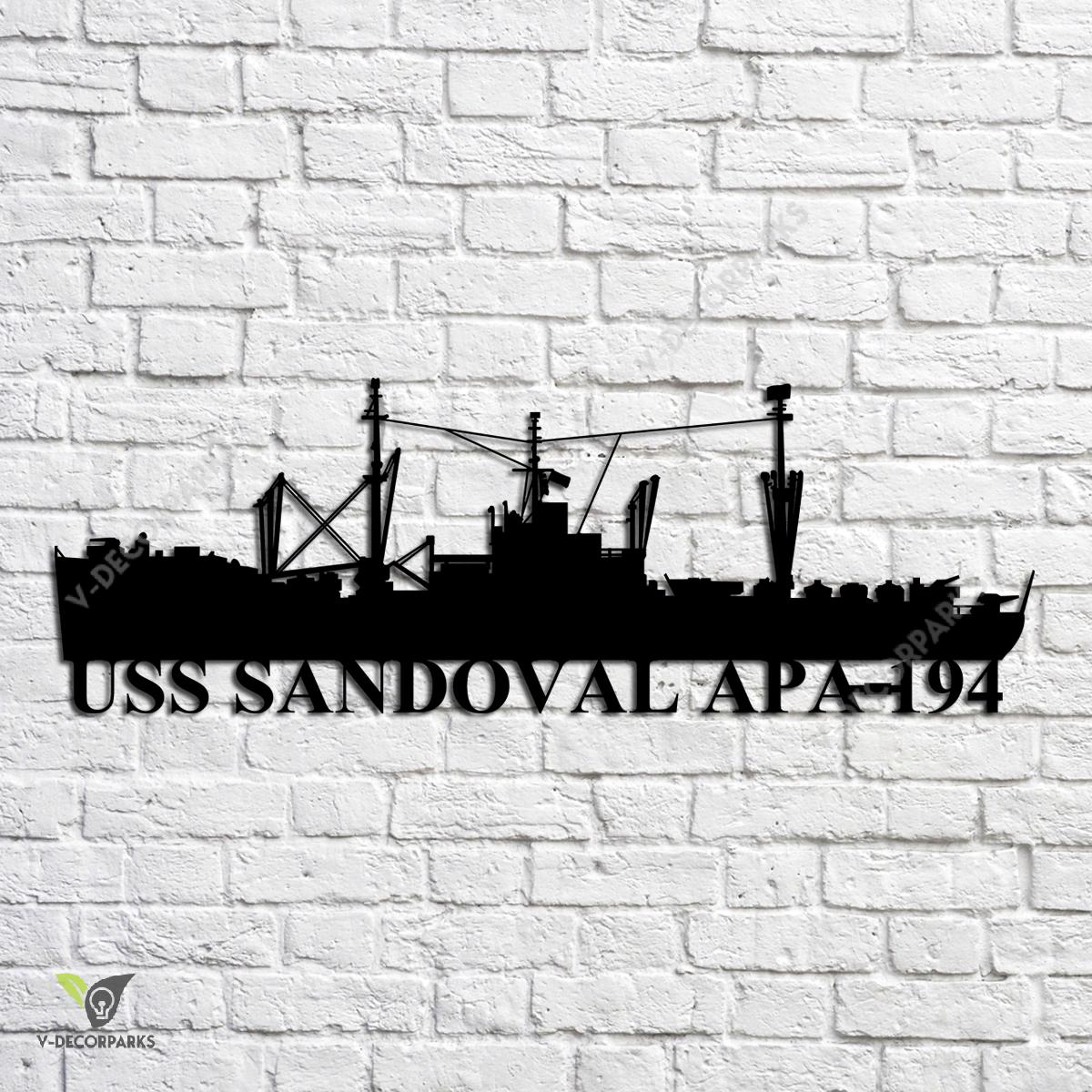 Uss Sandoval Apa 194 Navy Ship Metal Art, Navy Ships Silhouette Metal ...