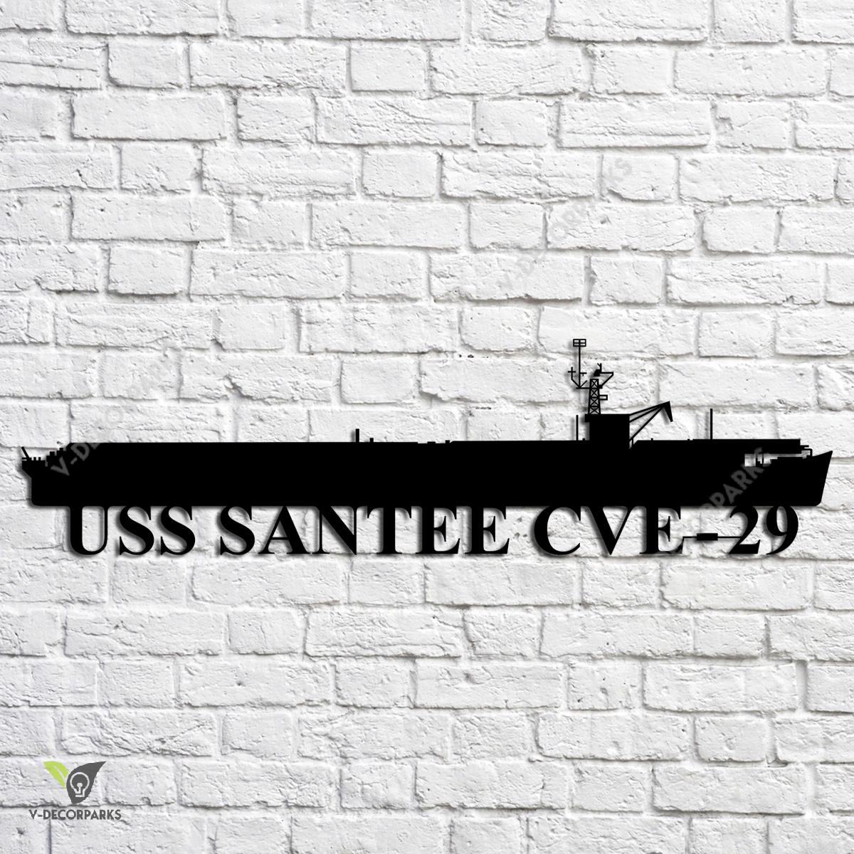 Uss Santee Cve-29 Navy Ship Metal Art, Navy Ships Silhouette Metal Gift ...
