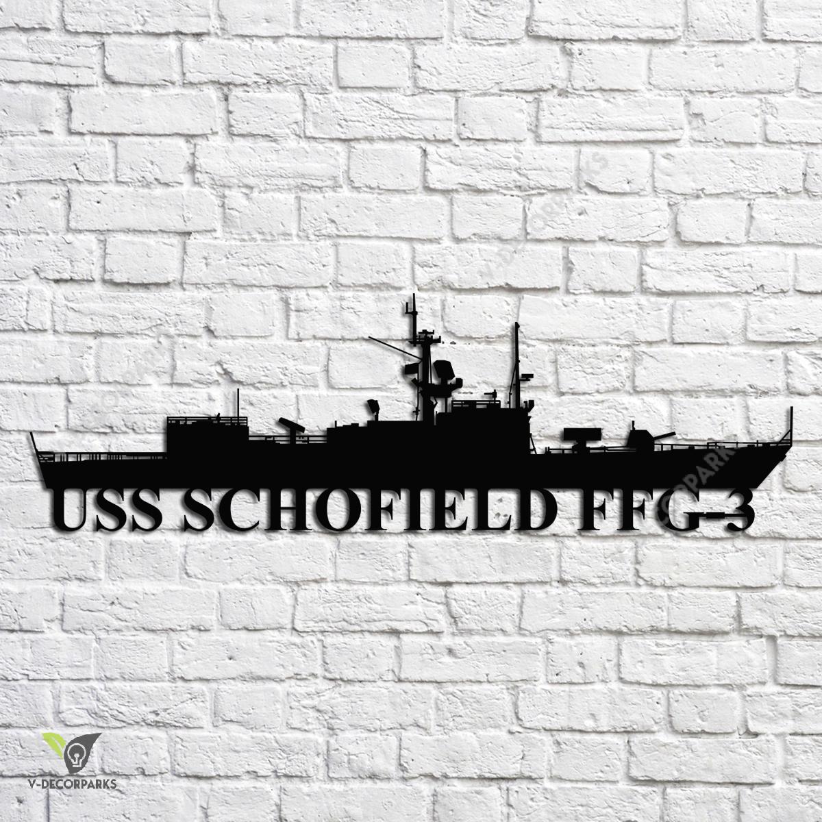 Uss Schofield Ffg-3 Navy Ship Metal Art, Navy Ships Silhouette Metal ...