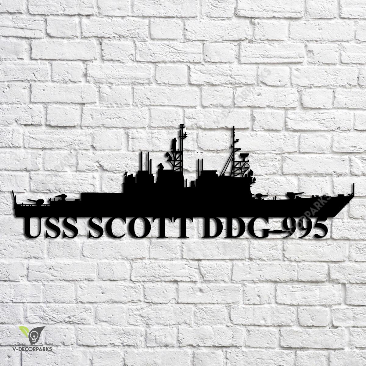 Uss Scott Ddg-995 Navy Ship Metal Art, Navy Ships Silhouette Metal Gift ...