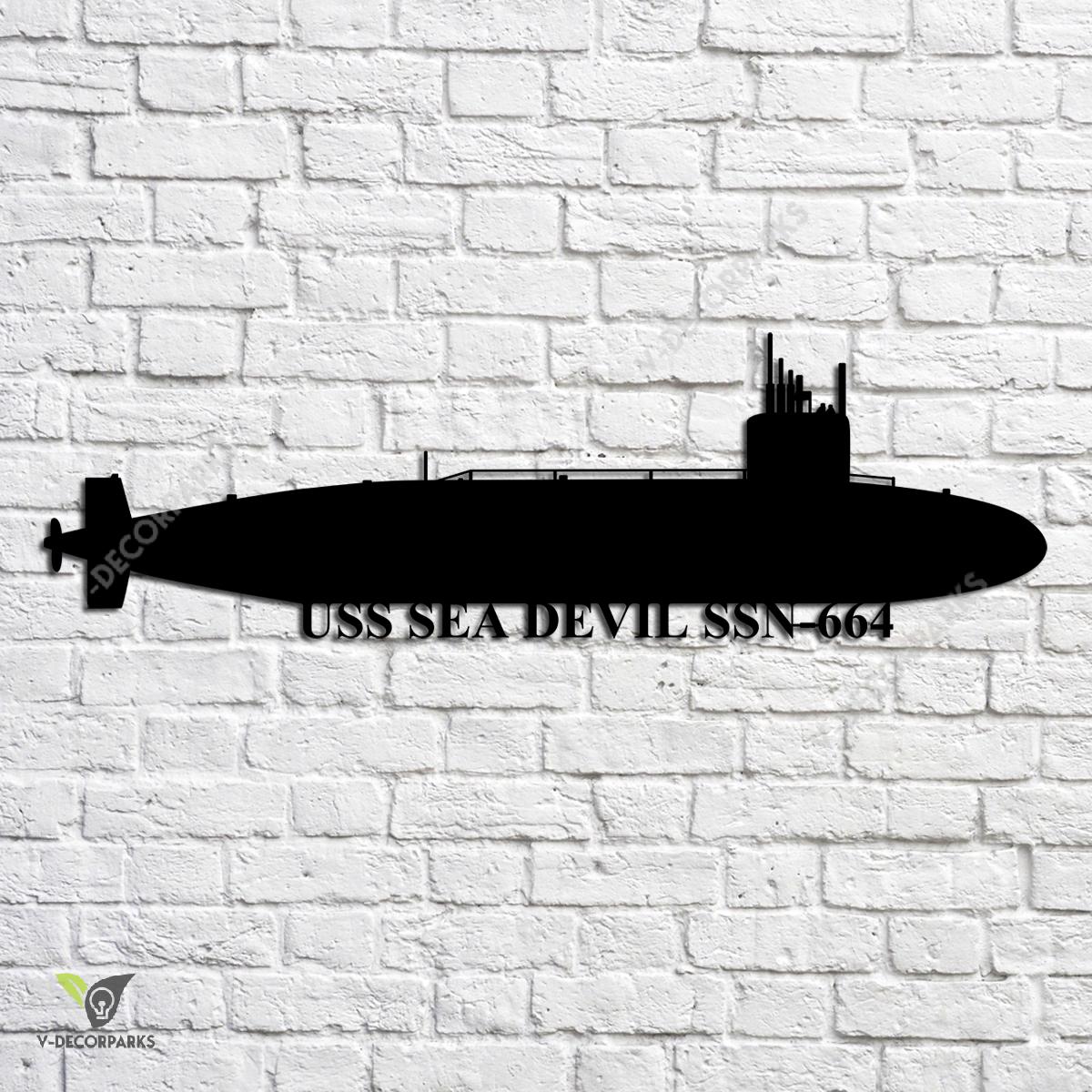 Uss Sea Devil Ssn-664 Navy Ship Metal Art, Navy Ships Silhouette Metal ...