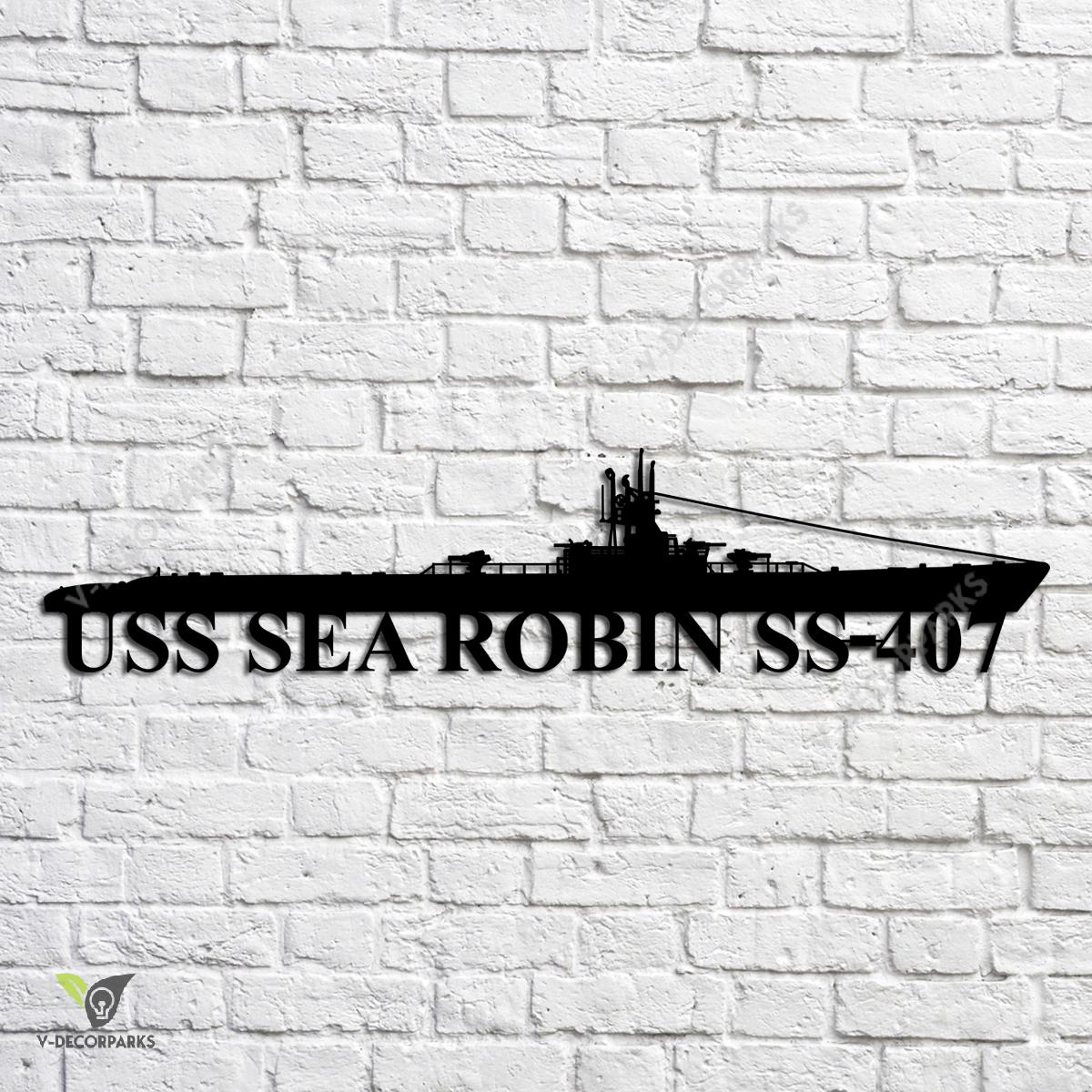 Uss Sea Robin Ss 407 Navy Ship Metal Art, Navy Ships Silhouette Metal ...