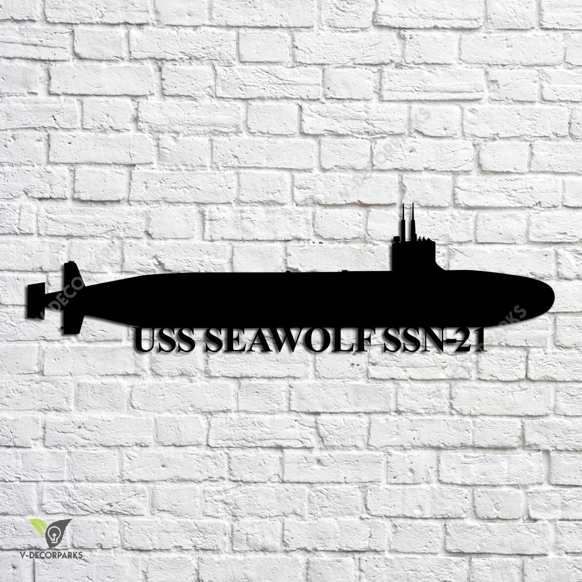 Uss Seawolf Ssn-21 Navy Ship Metal Art, Navy Ships Silhouette Metal Gift For Navy Veteran ...