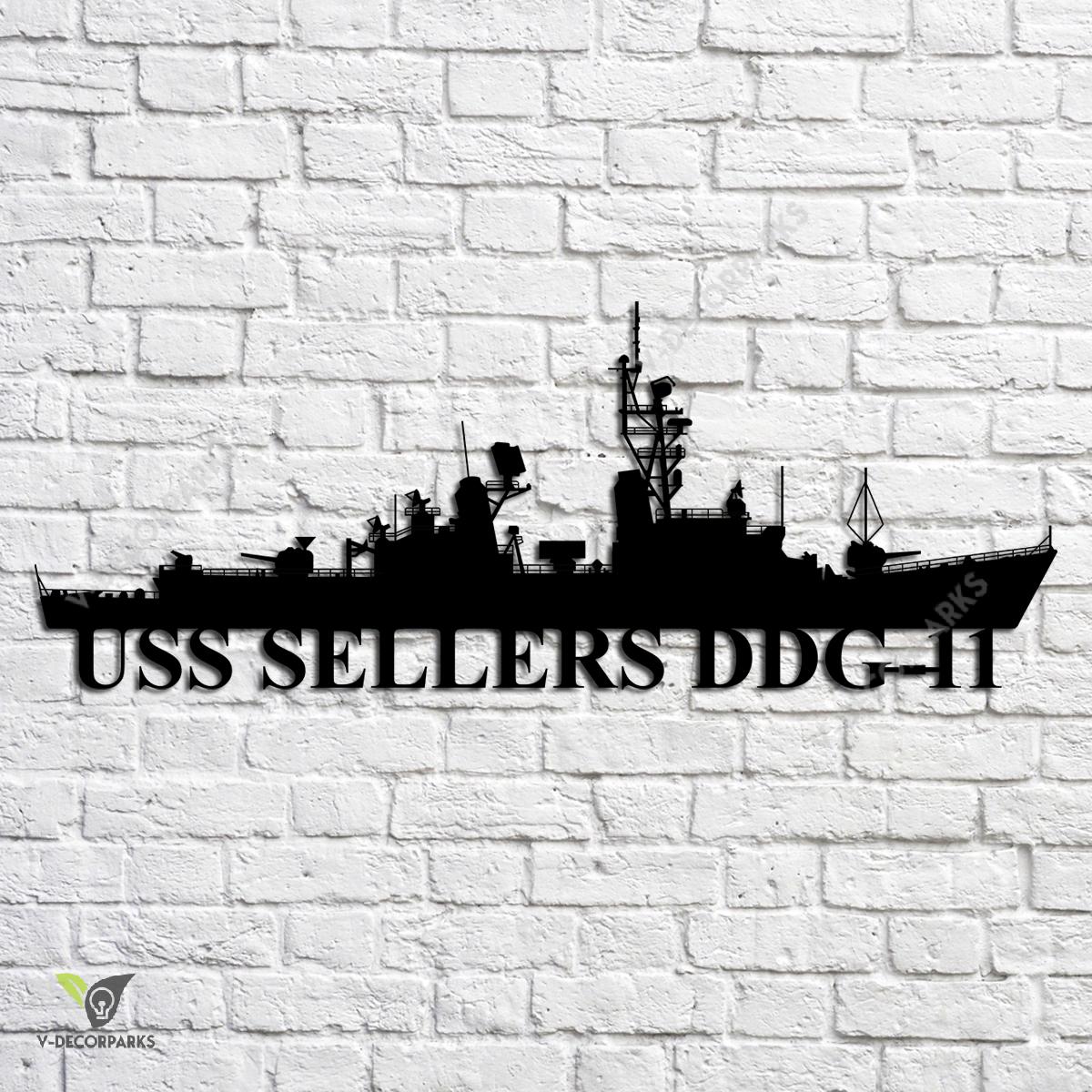 Uss Sellers Ddg-11 Navy Ship Metal Art, Navy Ships Silhouette Metal ...