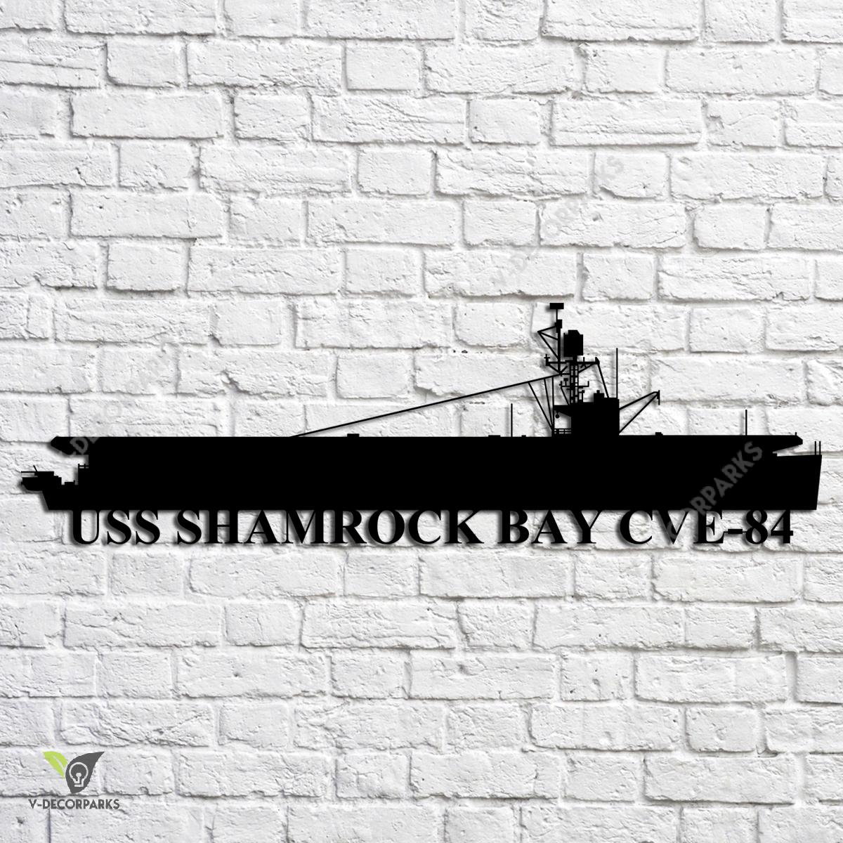 Uss Shamrock Bay Cve-84 Navy Ship Metal Art, Navy Ships Silhouette ...