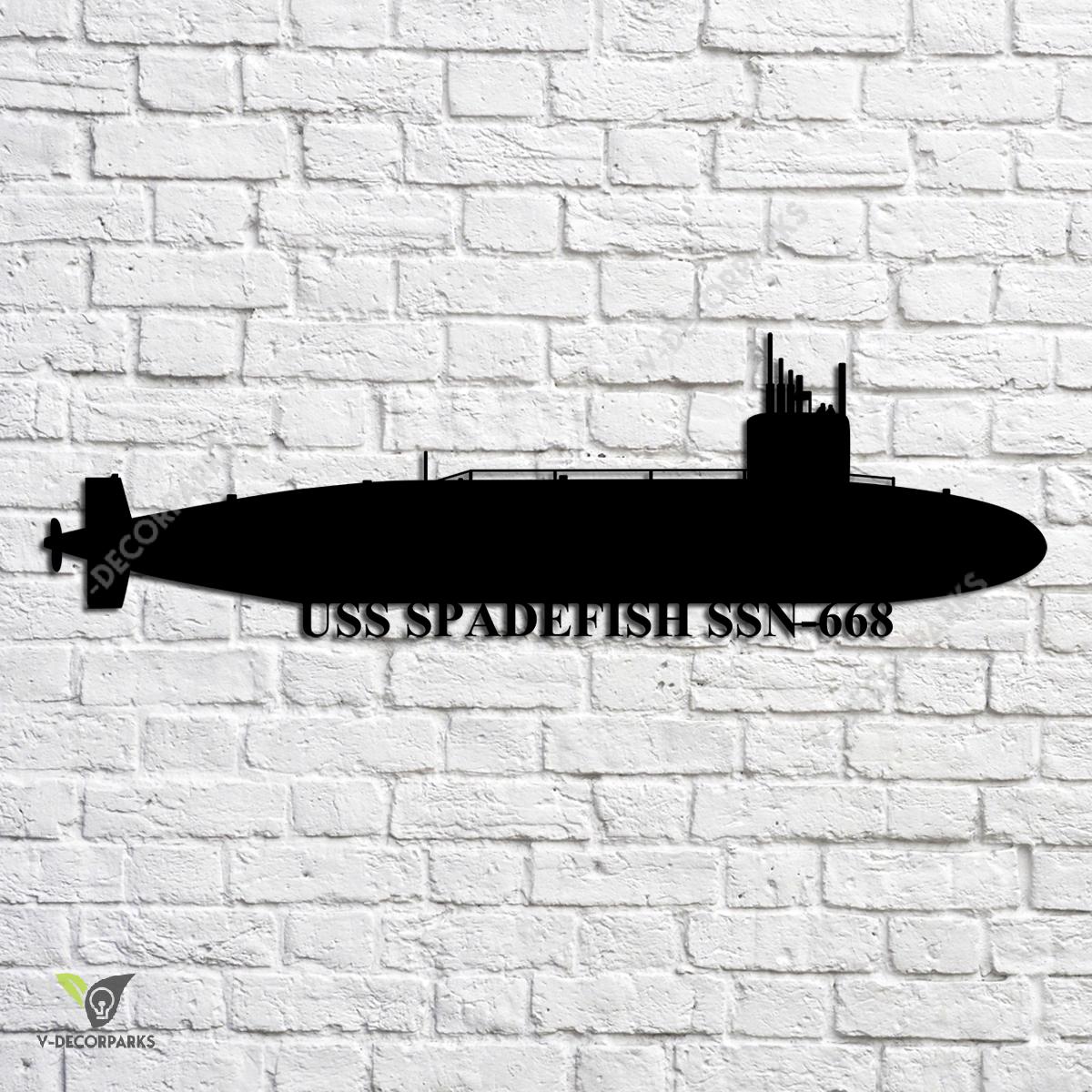 Uss Spadefish Ssn-668 Navy Ship Metal Art, Navy Ships Silhouette Metal ...
