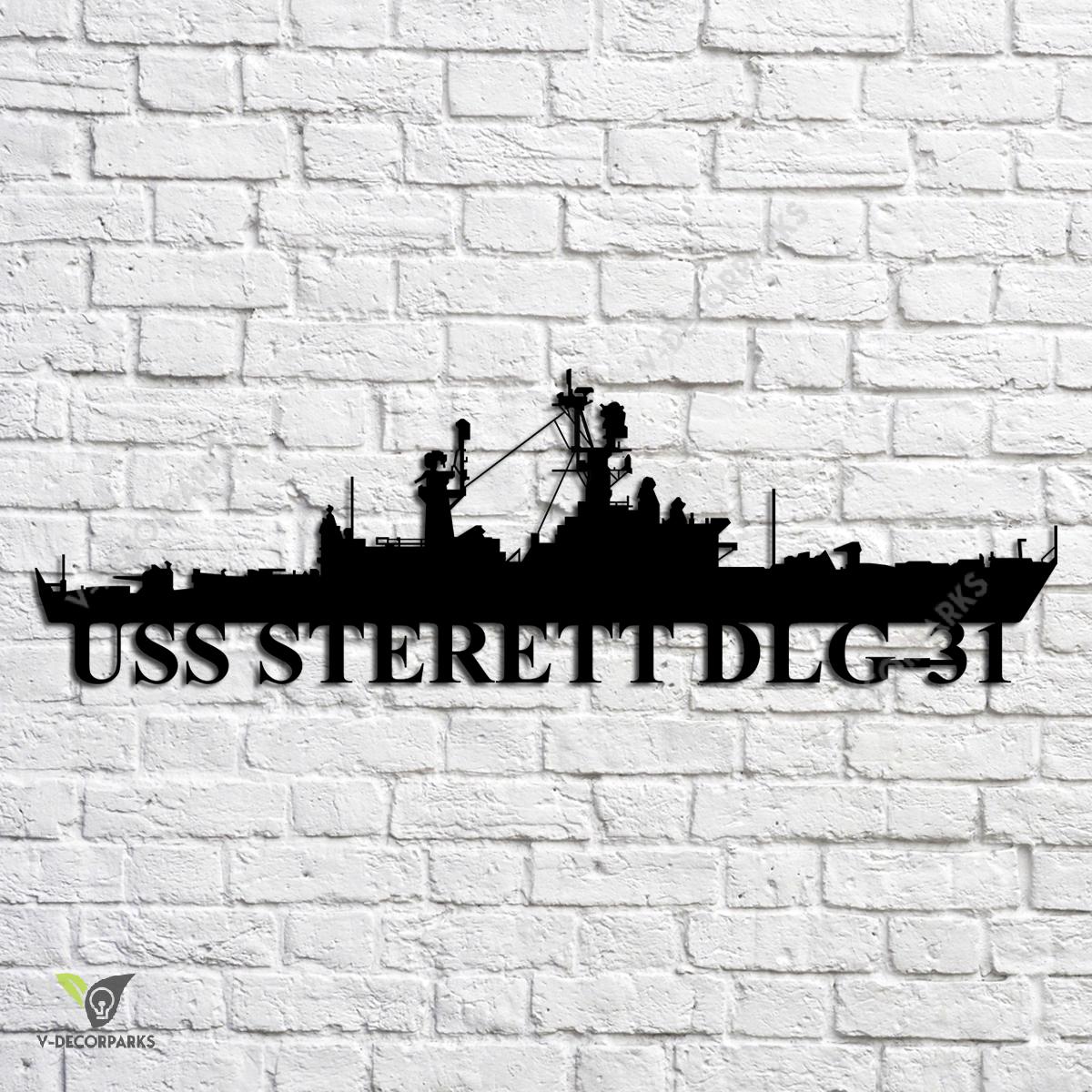 Uss Sterett Dlg-31 Navy Ship Metal Art, Navy Ships Silhouette Metal ...