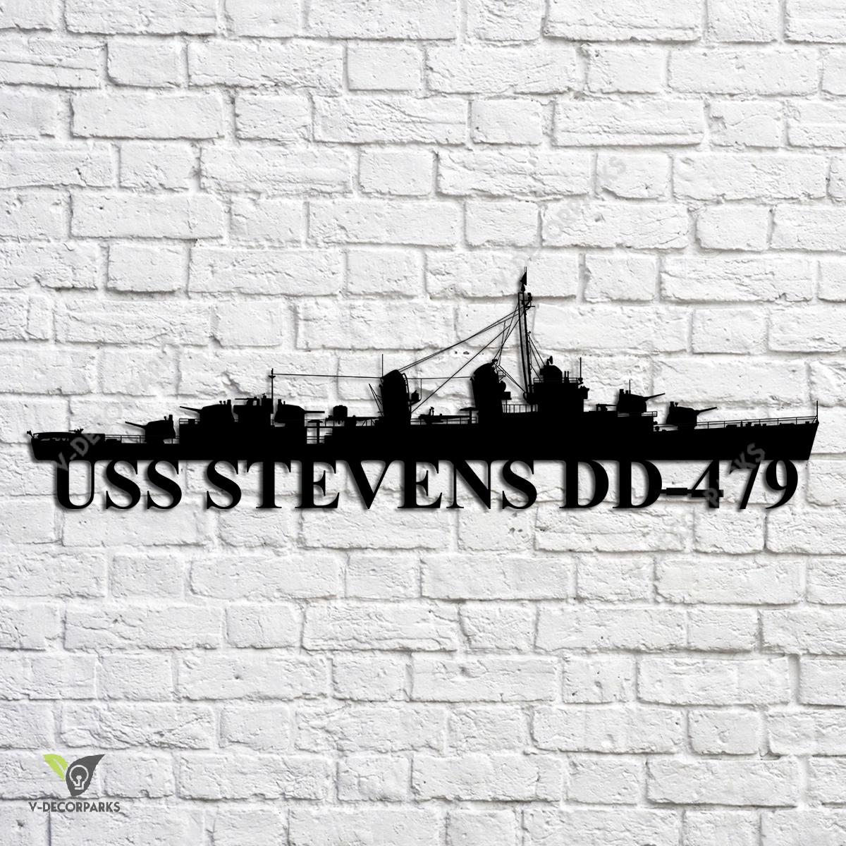 Uss Stevens Dd-479 Navy Ship Metal Art, Navy Ships Silhouette Metal ...