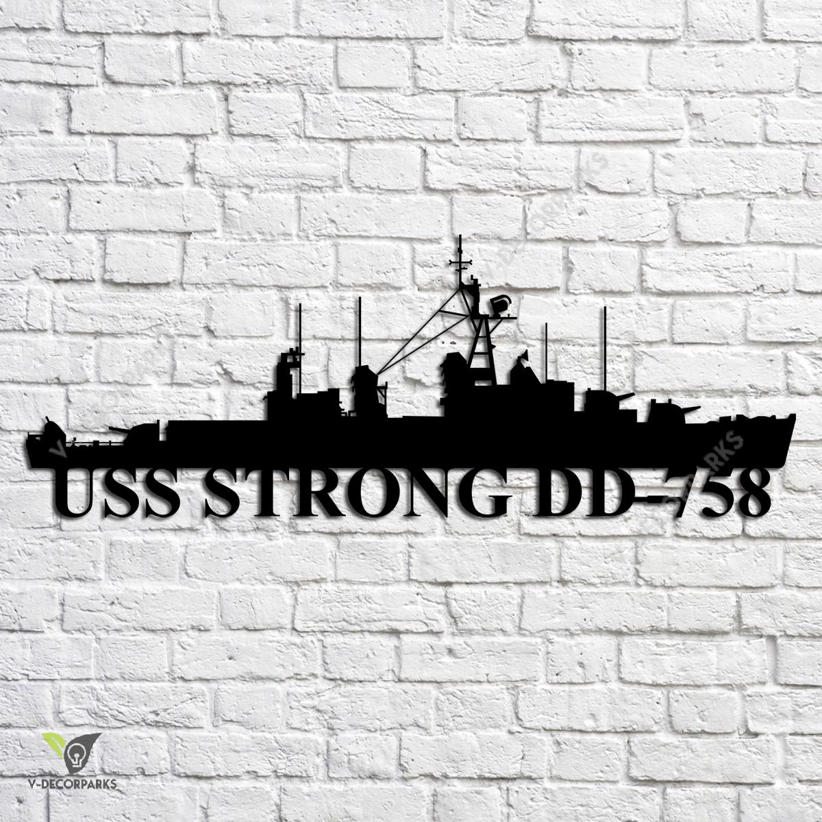 Uss Strong Dd-758 Navy Ship Metal Art, Navy Ships Silhouette Metal Gift ...