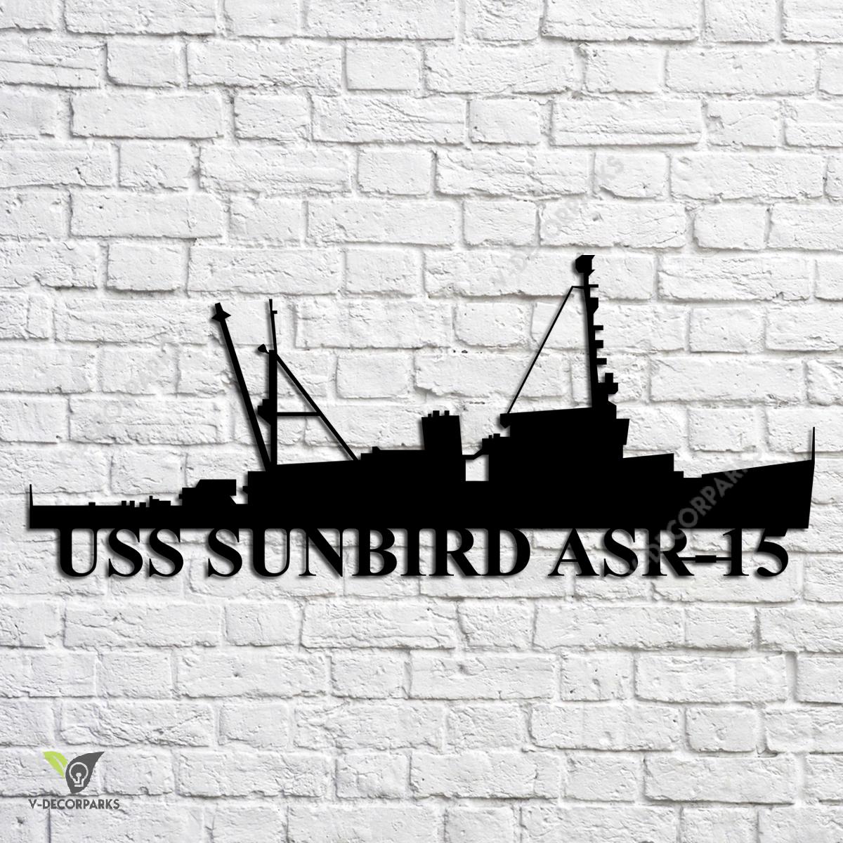 Uss Sunbird Asr 15 Navy Ship Metal Art, Navy Ships Silhouette Metal ...