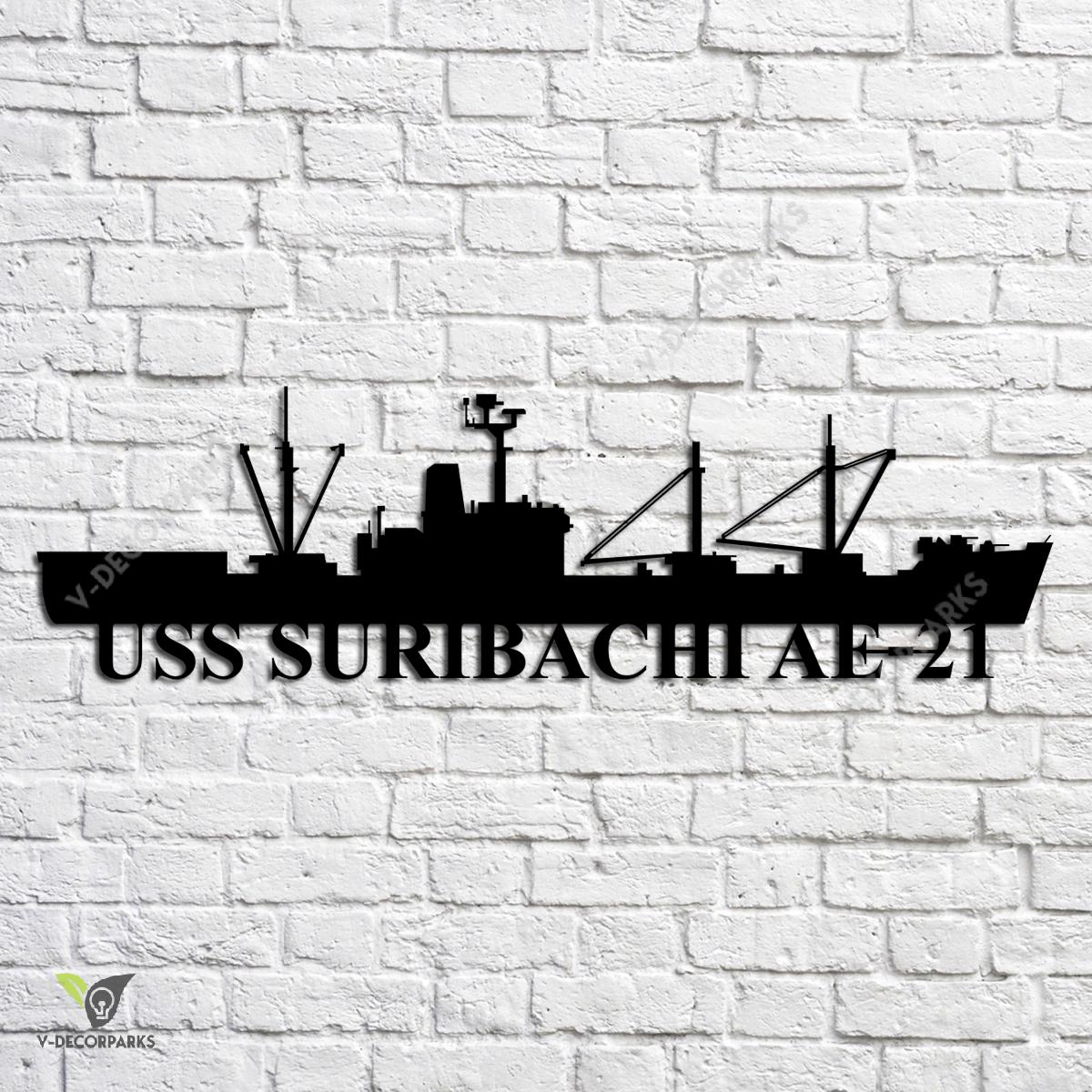 Uss Suribachi Ae-21 Navy Ship Metal Art, Navy Ships Silhouette Metal ...
