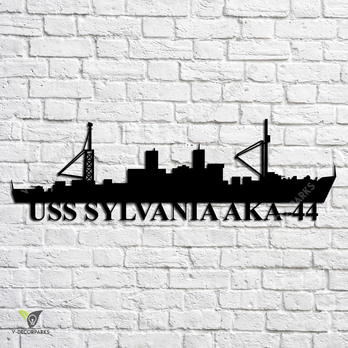 Uss Sylvania Aka-44 Navy Ship Metal Art, Navy Ships Silhouette Metal ...