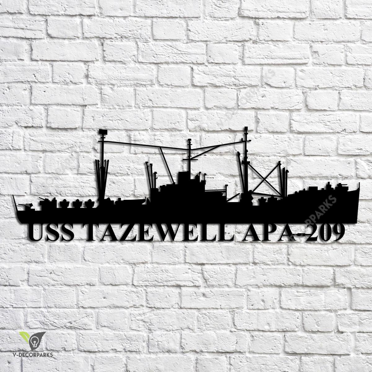 Uss Tazewell Apa-209 Navy Ship Metal Art, Navy Ships Silhouette Metal ...