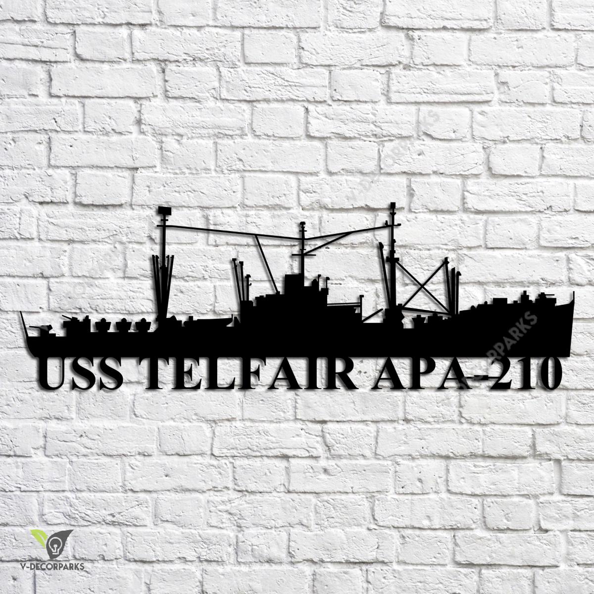 Uss Telfair Apa-210 Navy Ship Metal Art, Navy Ships Silhouette Metal ...