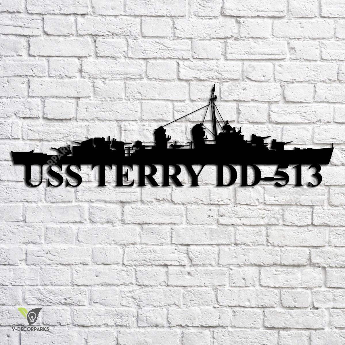 Uss Terry Dd-513 Navy Ship Metal Art, Navy Ships Silhouette Metal Gift ...