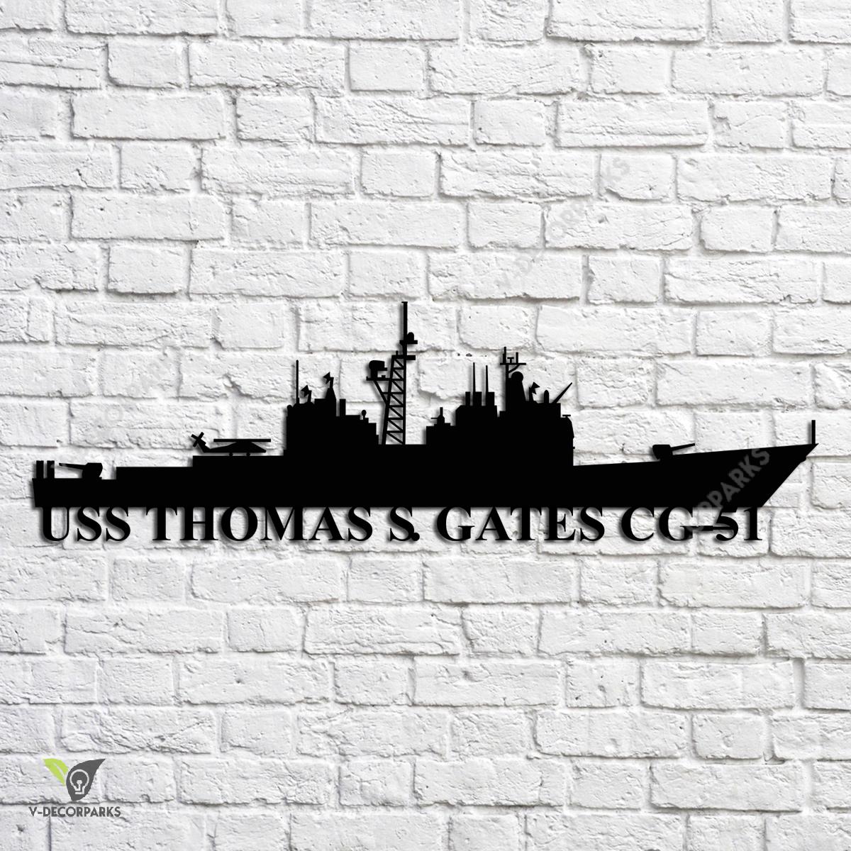 Uss Thomas S. Gates Cg-51 Navy Ship Metal Art, Navy Ships Silhouette ...