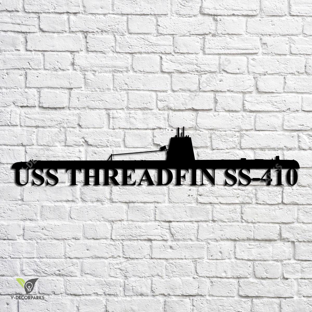 Uss Threadfin Ss-410 Navy Ship Metal Art, Navy Ships Silhouette Metal ...
