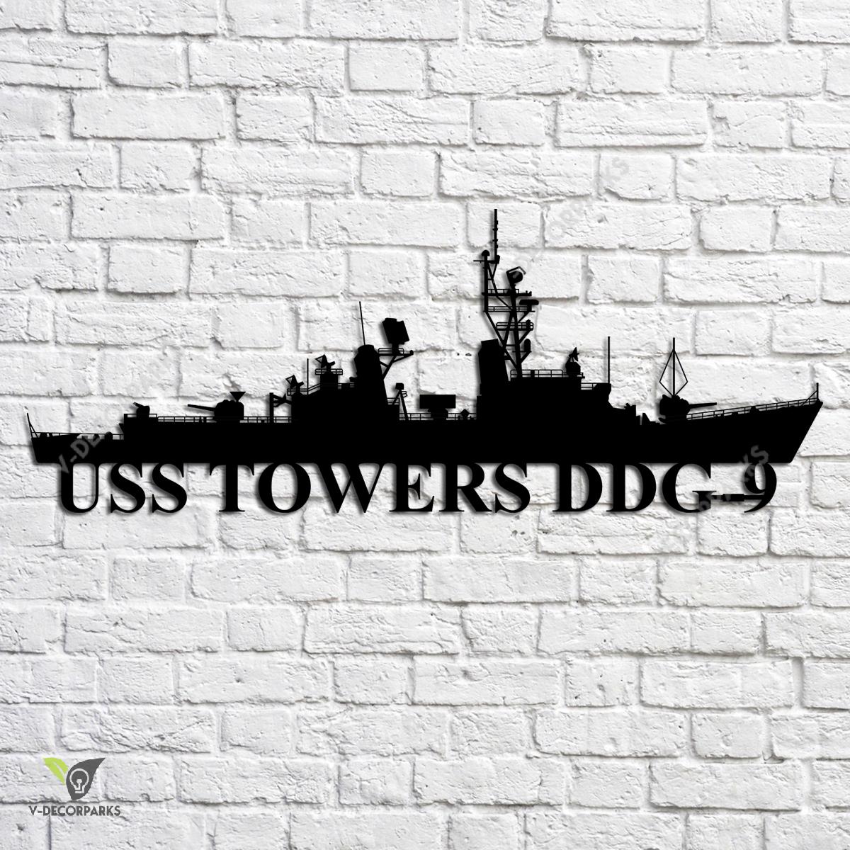 Uss Towers Ddg-9 Navy Ship Metal Art, Navy Ships Silhouette Metal Gift ...
