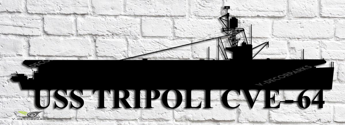 Uss Tripoli Cve-64 Navy Ship Metal Art, Navy Ships Silhouette Metal ...