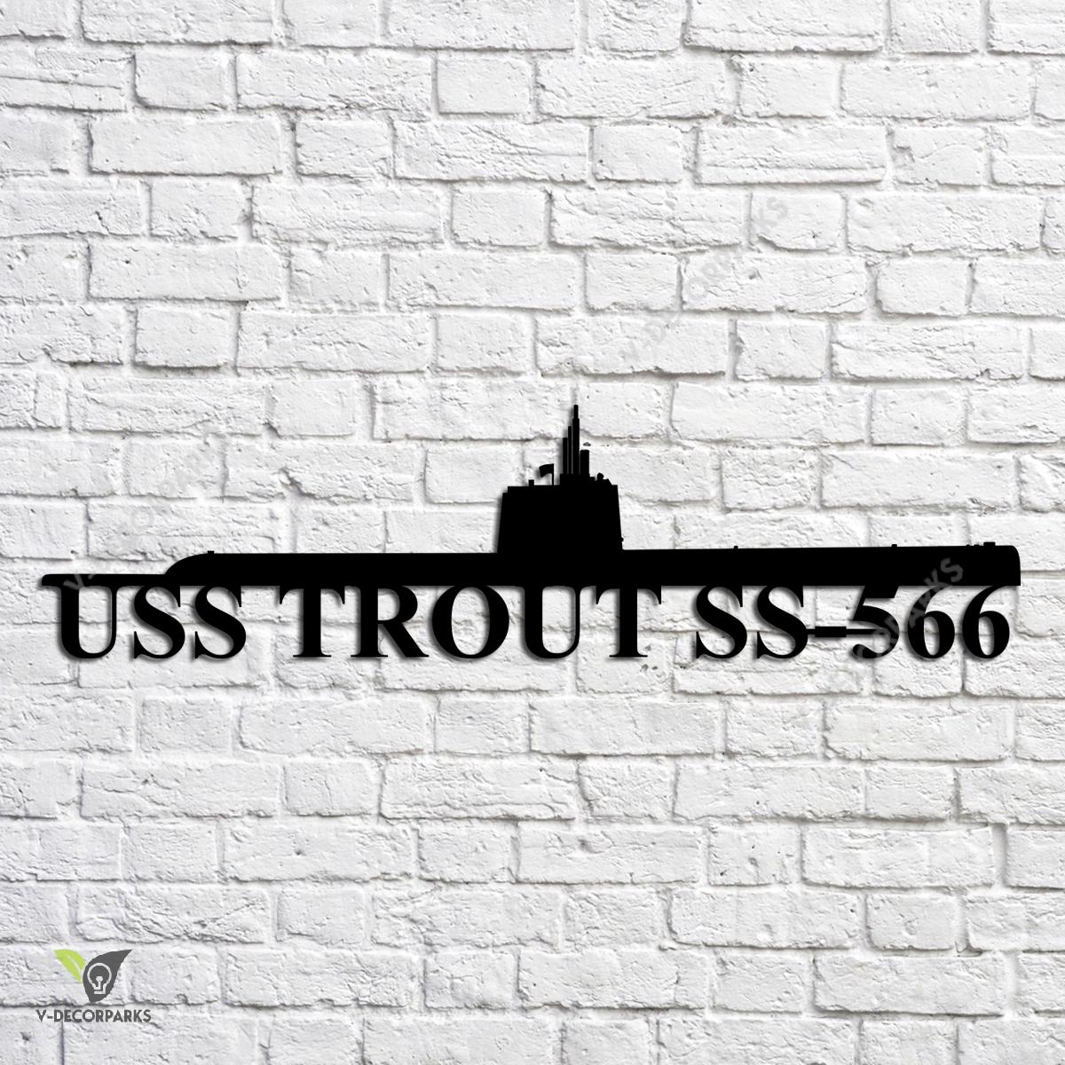 Uss Trout Ss-566 Navy Ship Metal Art, Navy Ships Silhouette Metal Gift ...