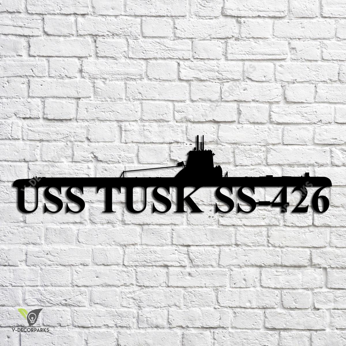 Uss Tusk Ss-426 Navy Ship Metal Art, Navy Ships Silhouette Metal Gift ...